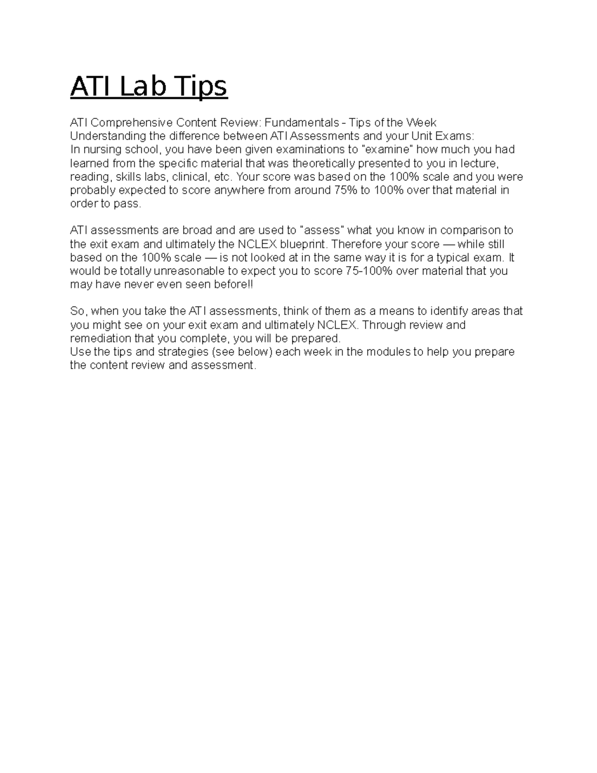 ATI Lab Tips - Labs - VN302 - Studocu