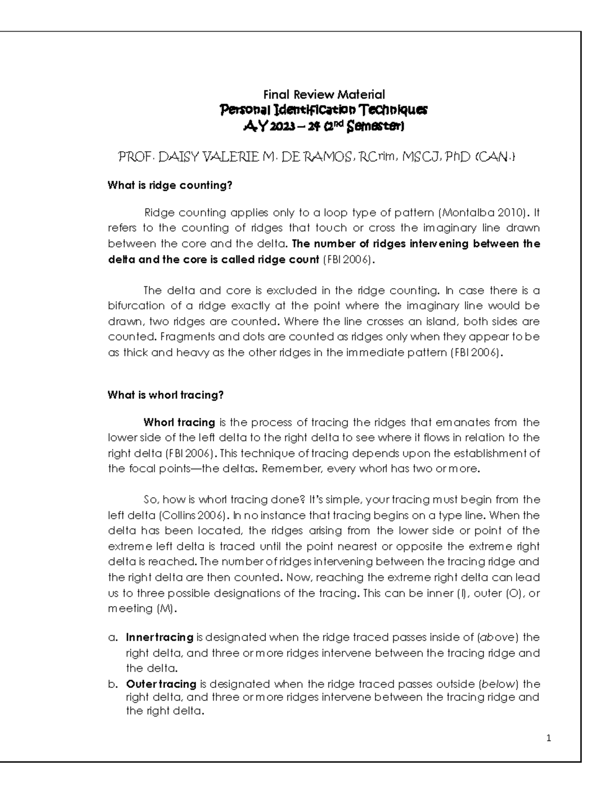 Personal Identification Finals Reviewer - Final Review Material ...