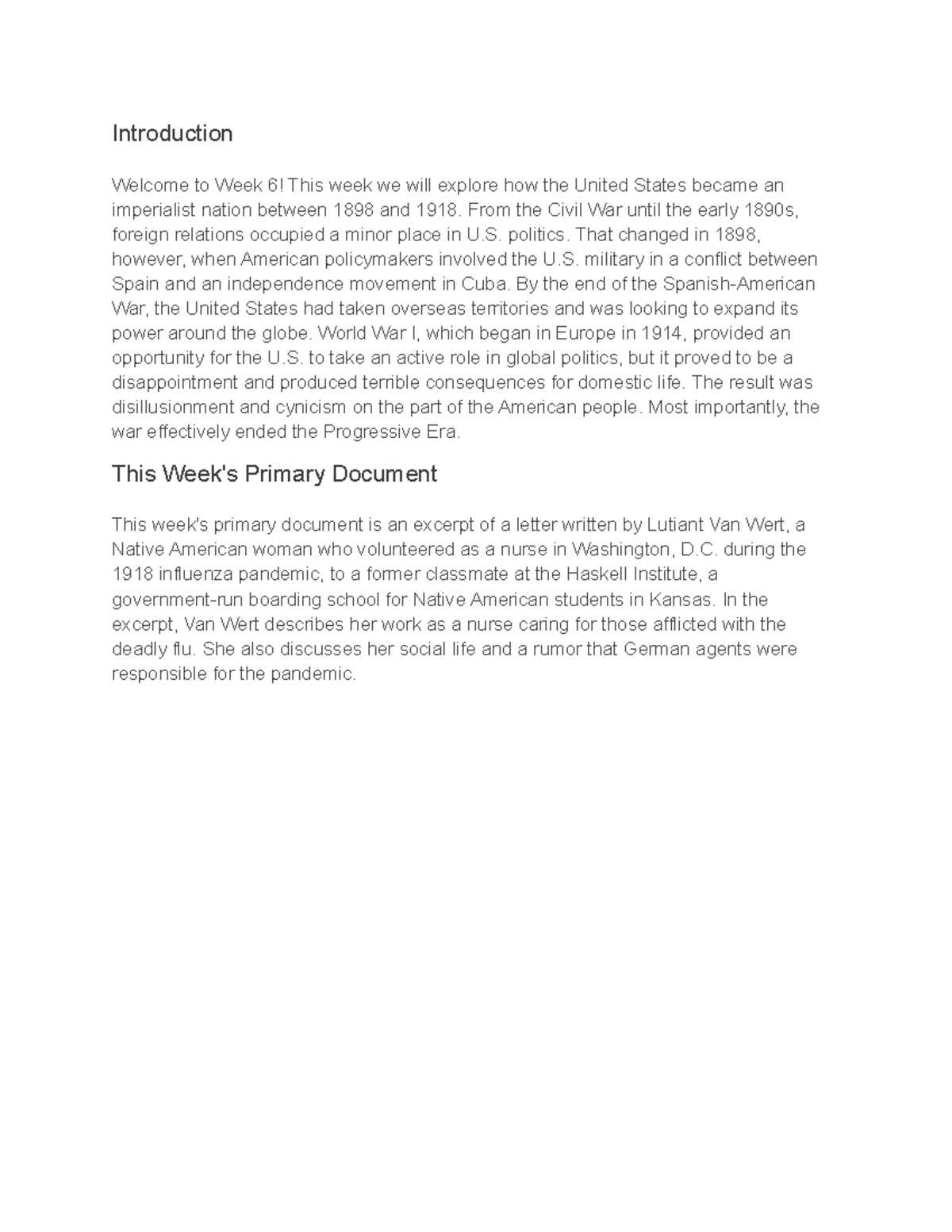 Week 6 - Lecture notes 1 - Introduction Welcome to Week 6! This week we ...