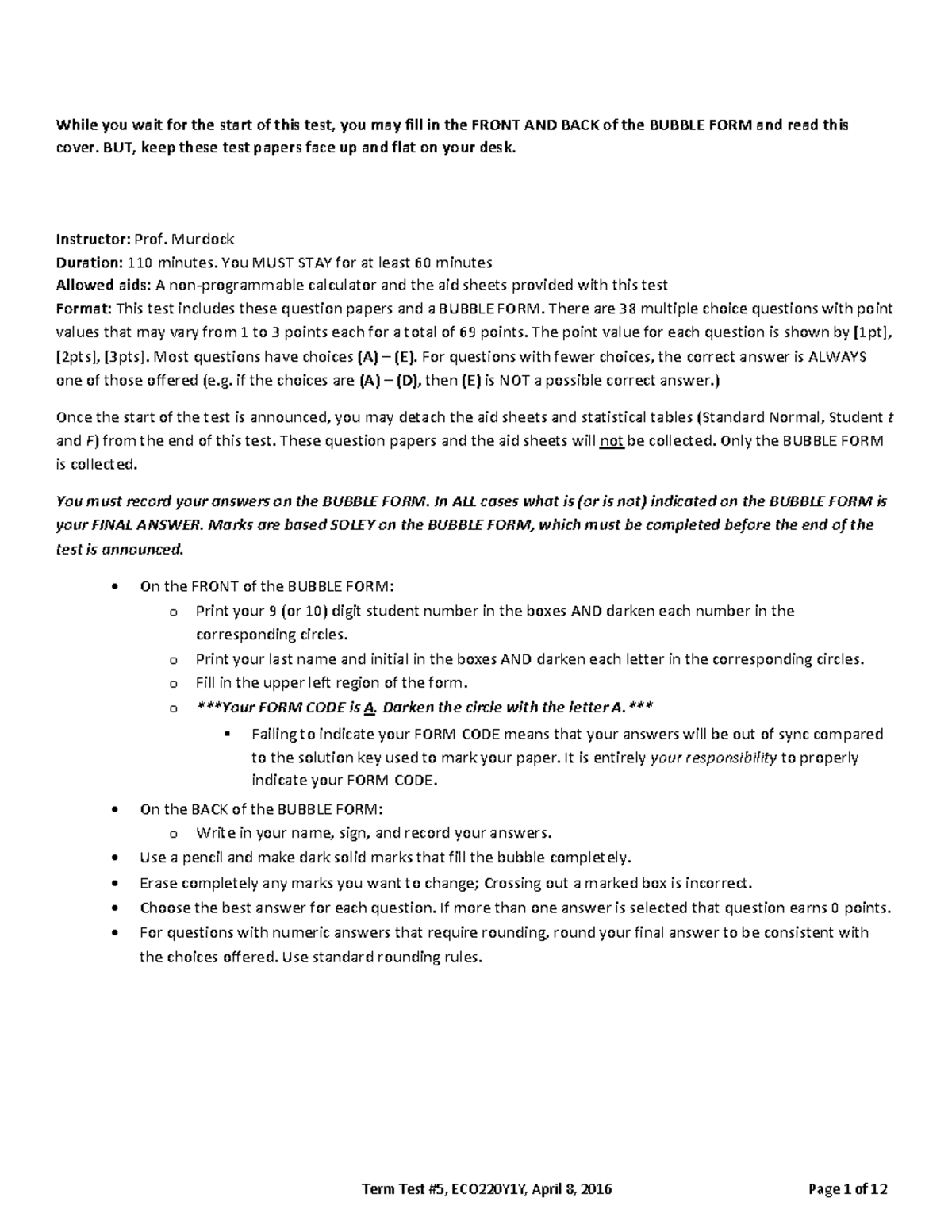 Exam April 2016, questions and answers - While you wait for the start ...