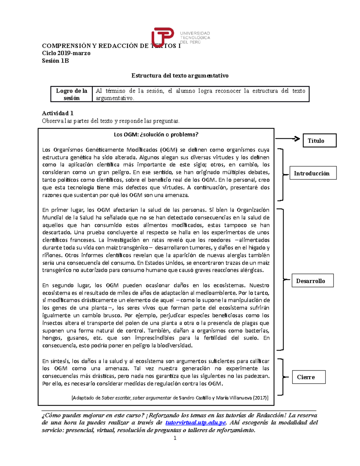 1B-1 Estructura del texto (material) 2019-marzo - COMPRENSIÓN Y ...