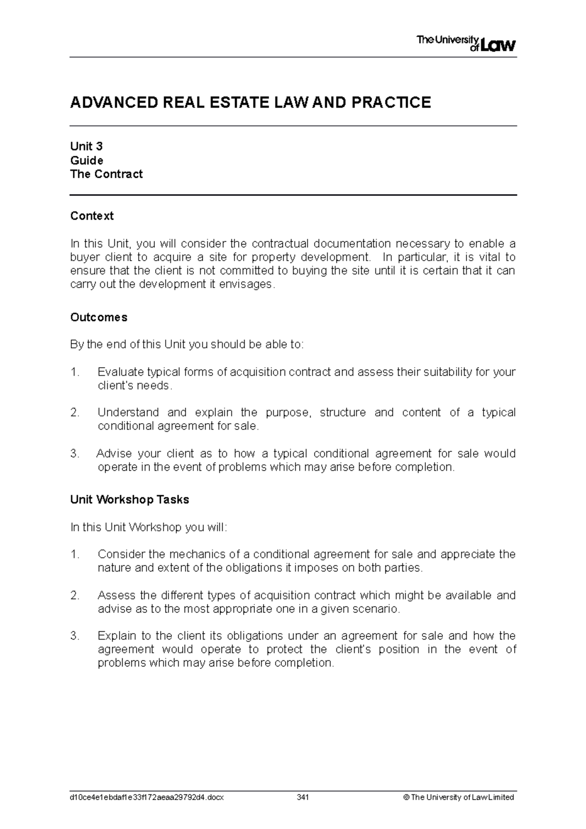 2122 are ws03 ce01 guide - ADVANCED REAL ESTATE LAW AND PRACTICE Unit 3 ...