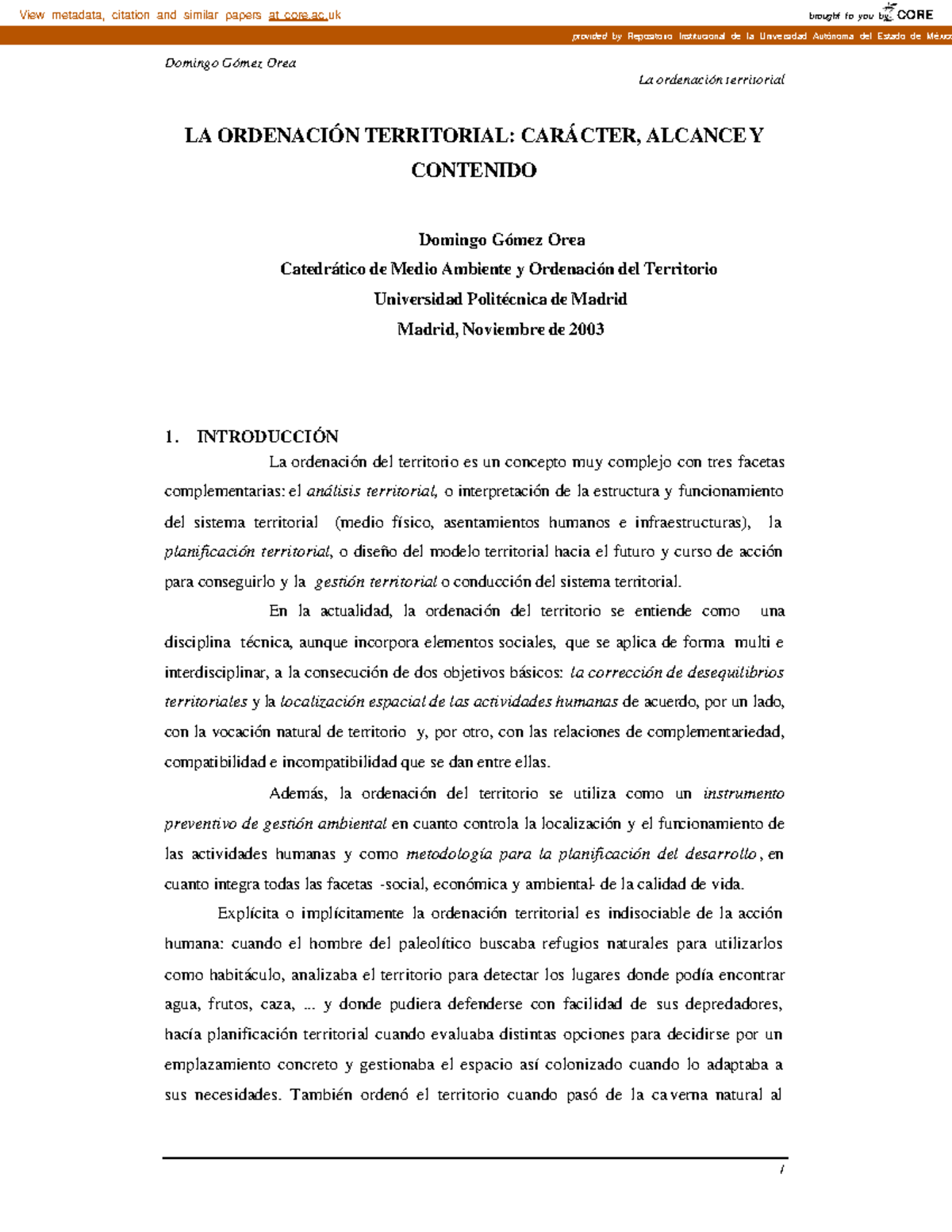 Ordenacion Territorial - Domingo Gómez Orea La ordenación territorial 1 ...