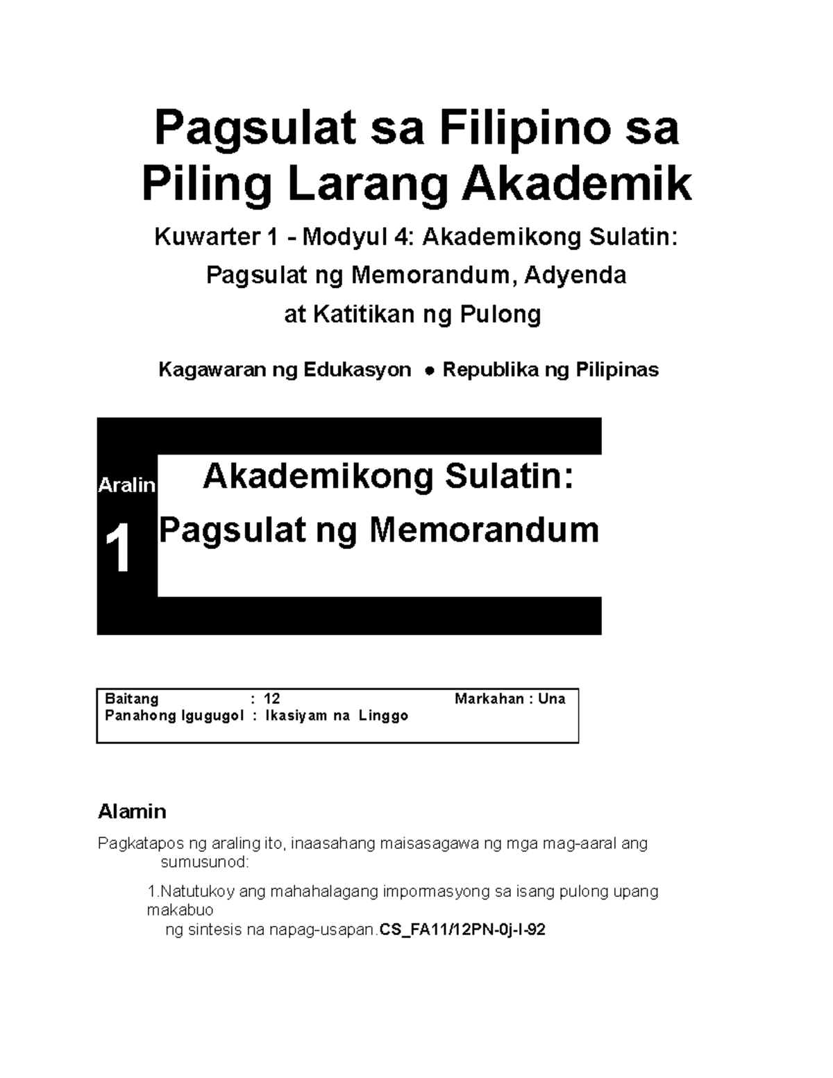 Pagsulat sa Filipino sa Piling Larang Akademik Gawain 1 - Pagsulat sa ...