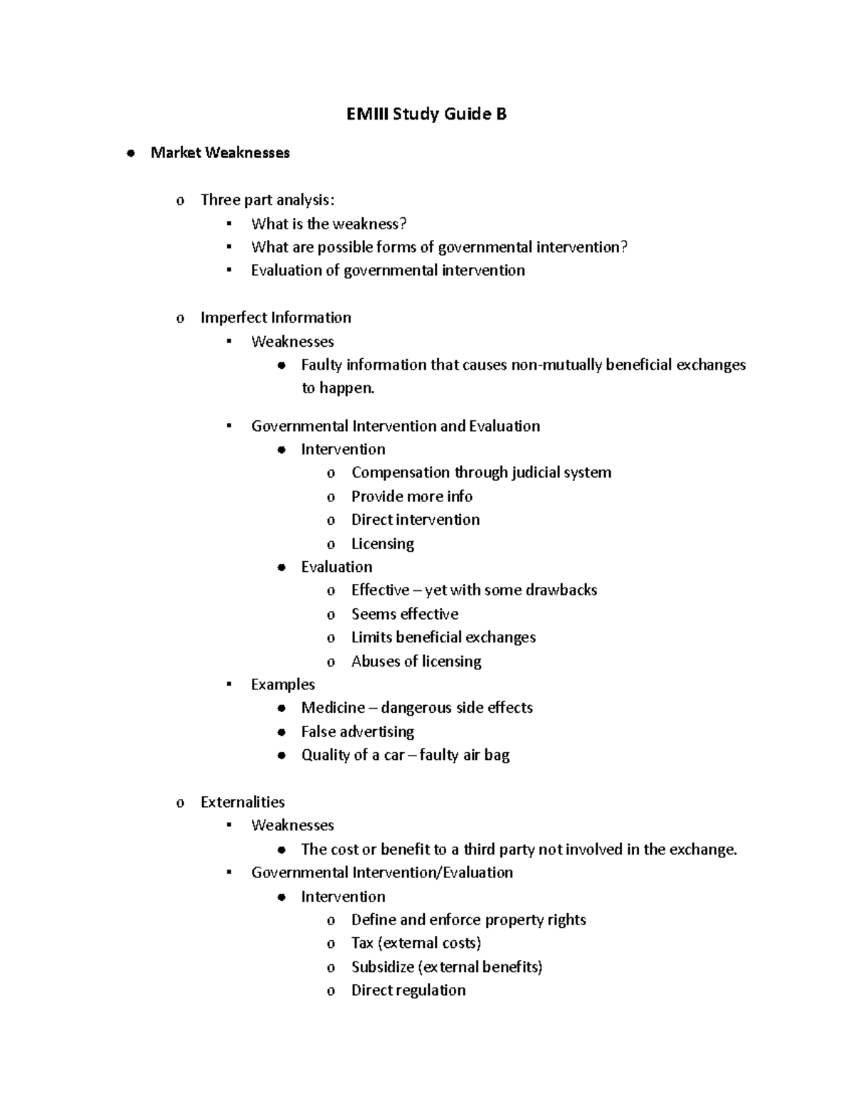 EmIII-B SG - Study Guide for Exam 3, Part 2 (Economics) with Brett ...
