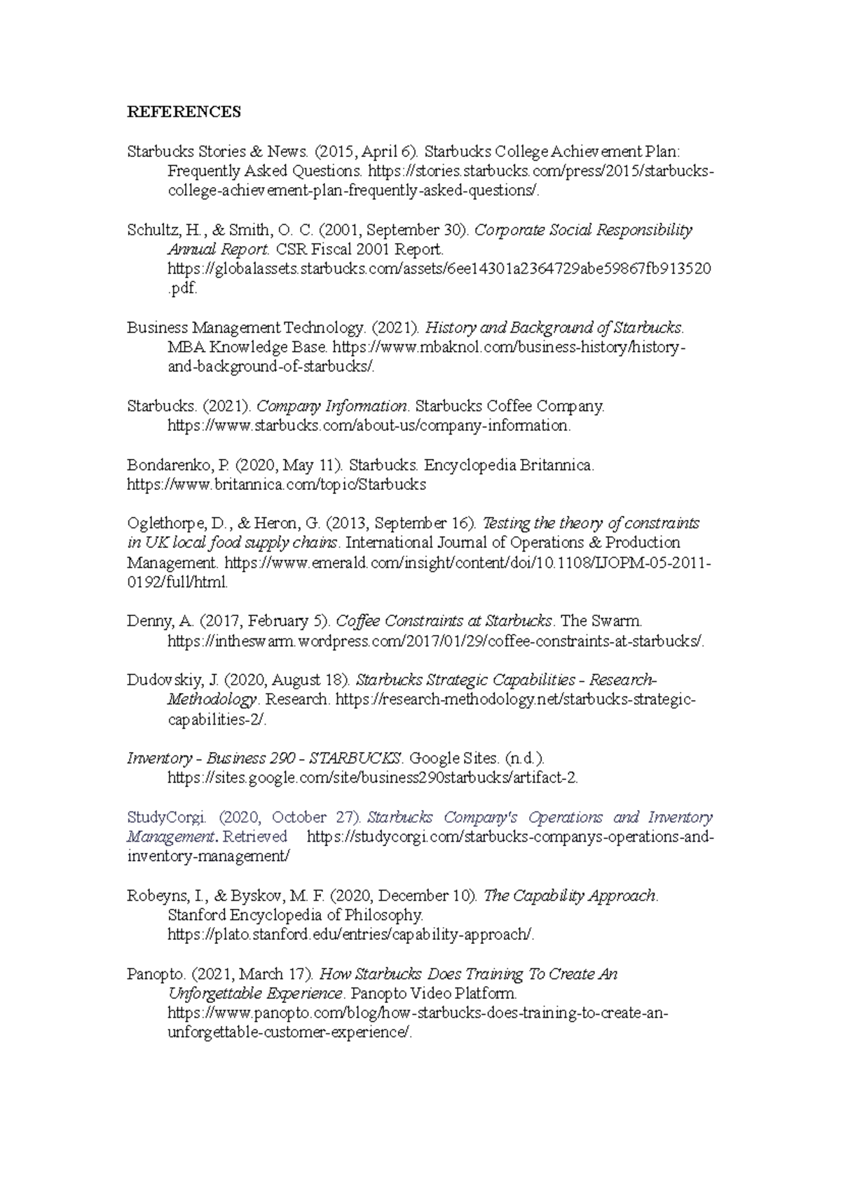 References - asdsadsad - REFERENCES Starbucks Stories & News. (2015 ...