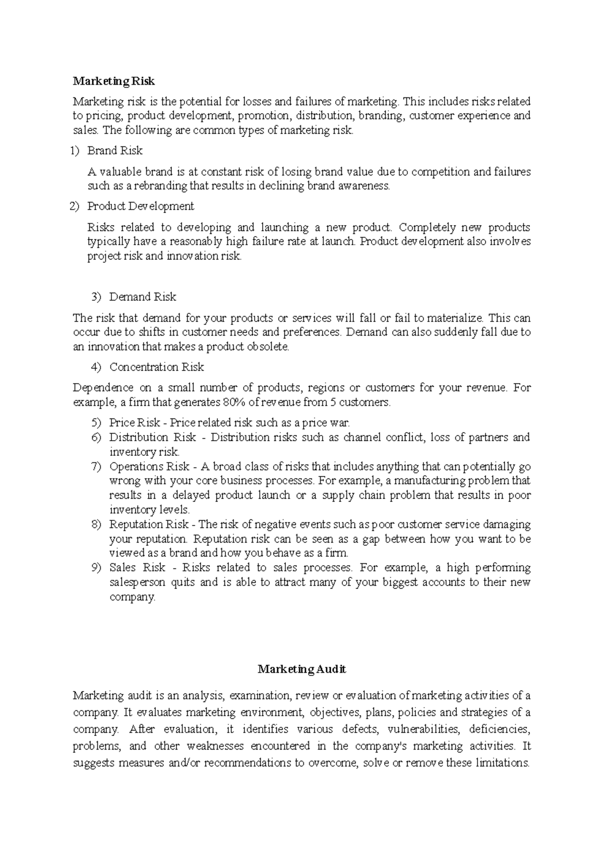 Marketing Risk - Marketing Risk Marketing risk is the potential for ...