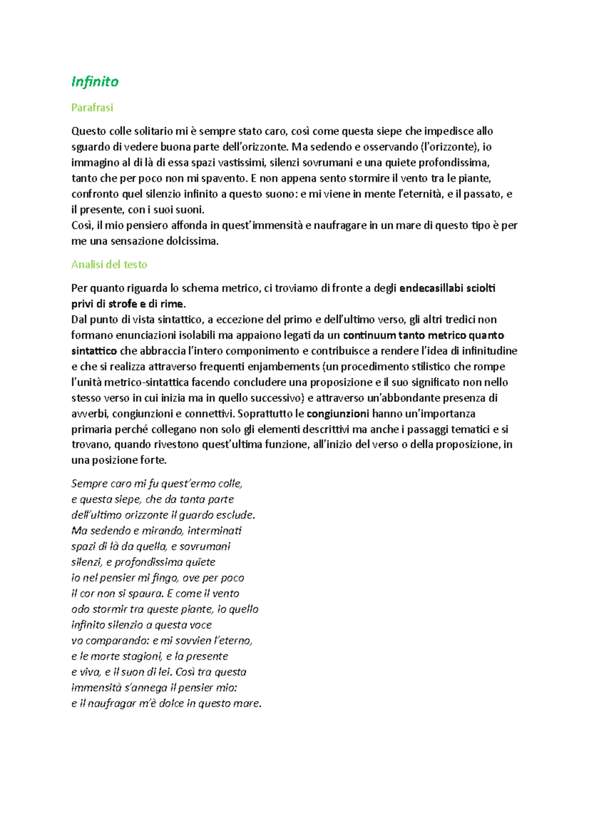 Piccoli-grandi idilli Leopardi - Infinito Parafrasi Questo colle ...