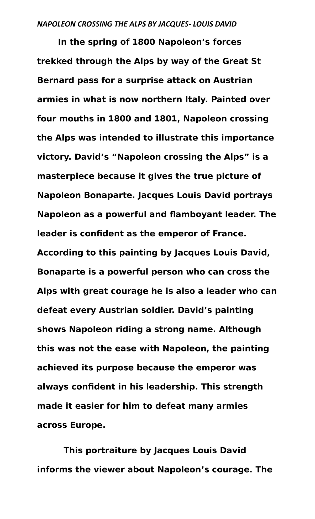 Napoleon - visual analysis - In the spring of 1800 Napoleon’s forces ...