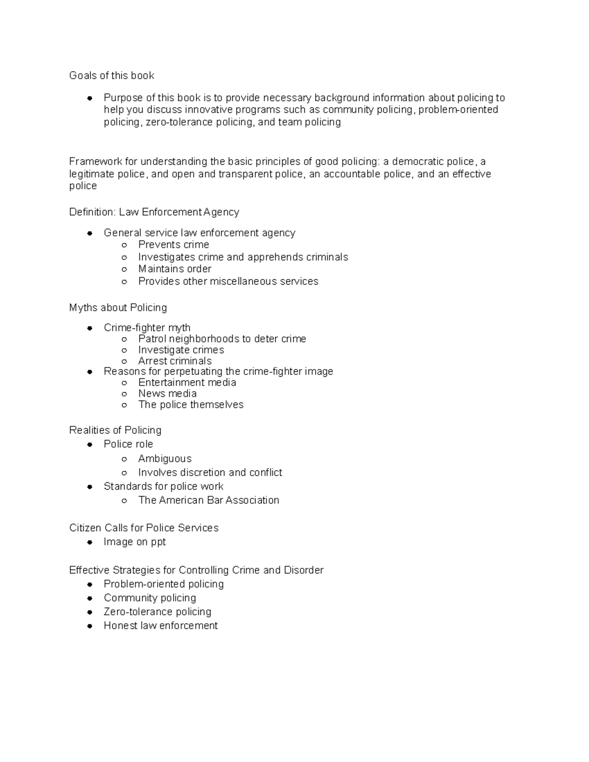 Chapter 1 Police and Society - Goals of this book Purpose of this book ...