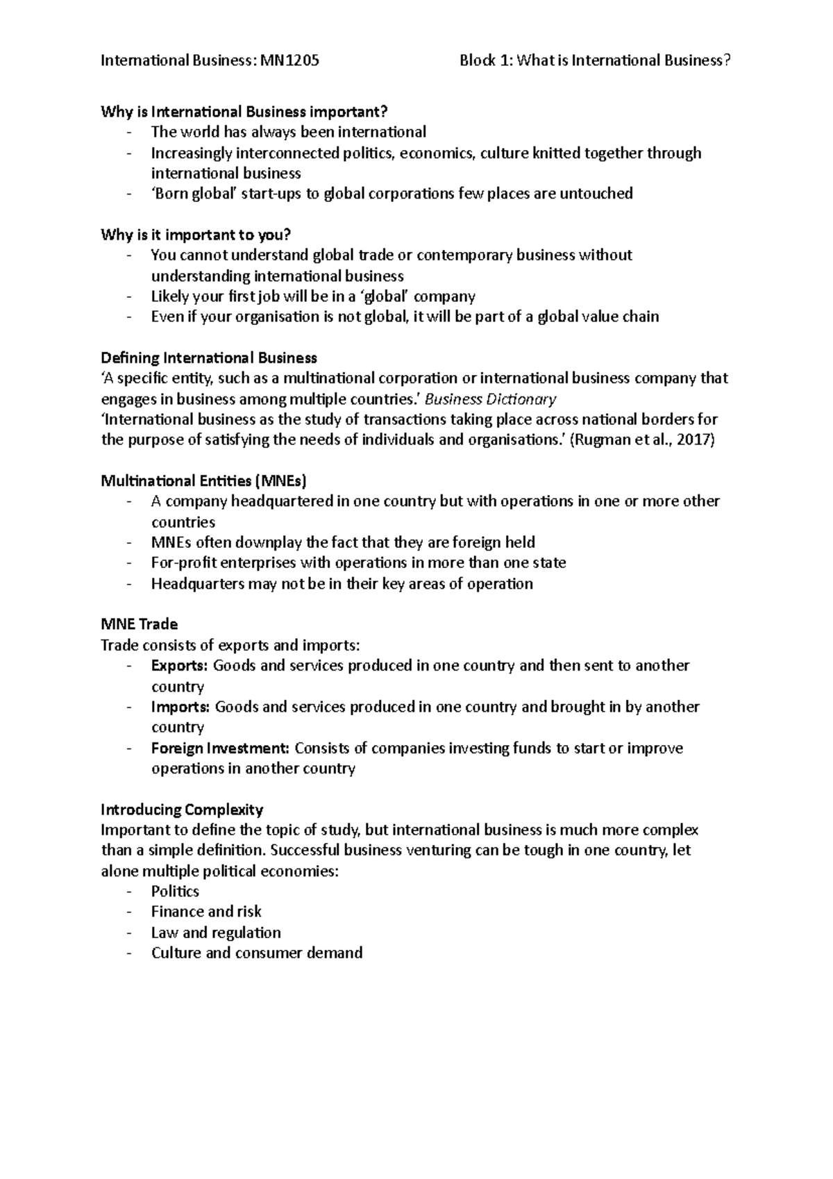 Block 1: Introduction to International Business - What is International ...
