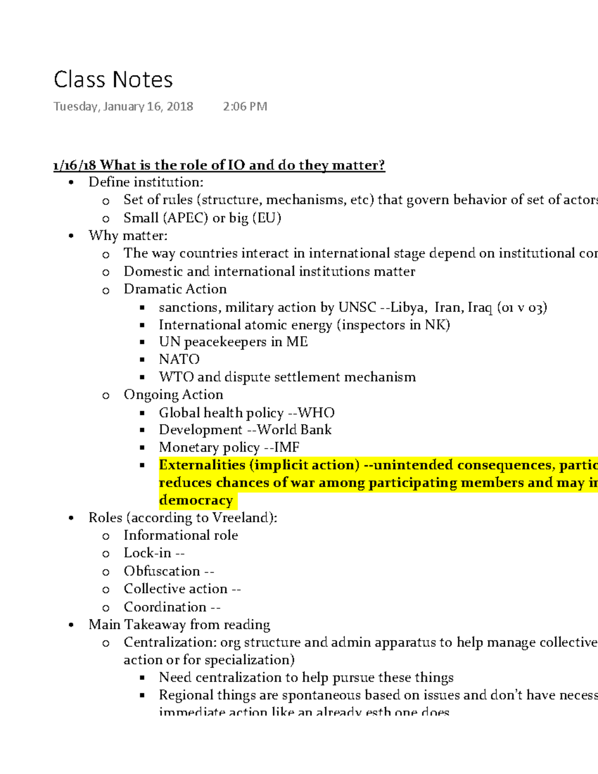 IO Class Notes - Class Notes Tuesday, January 16, 2018 2:06 PM 1/16/18 ...
