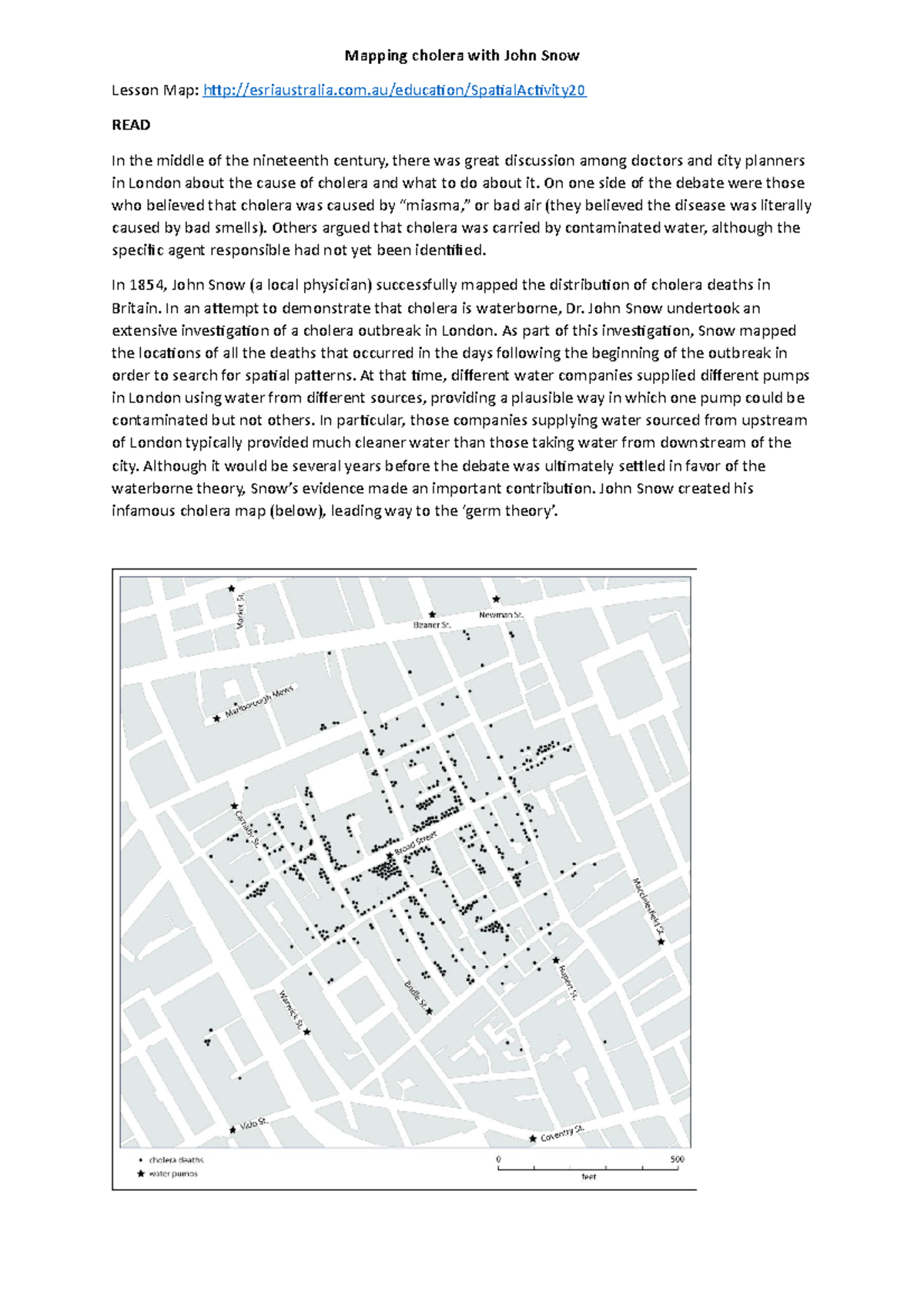 ESRI Snow on Cholera Student Version - Mapping cholera with John Snow ...