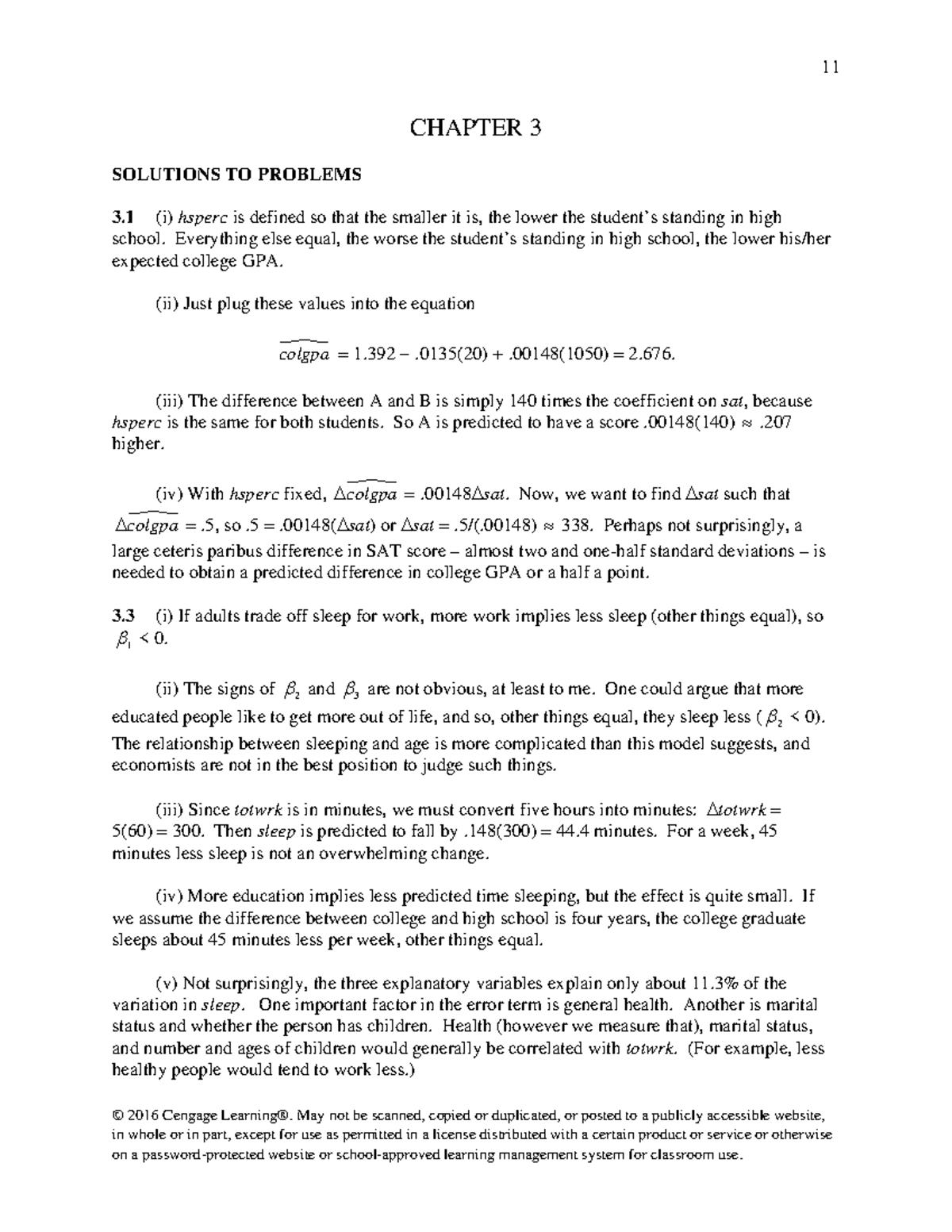 Wooldridge 6e Ch03 SSM - © 2016 Cengage Learning®. May not be scanned, copied or duplicated, or ...