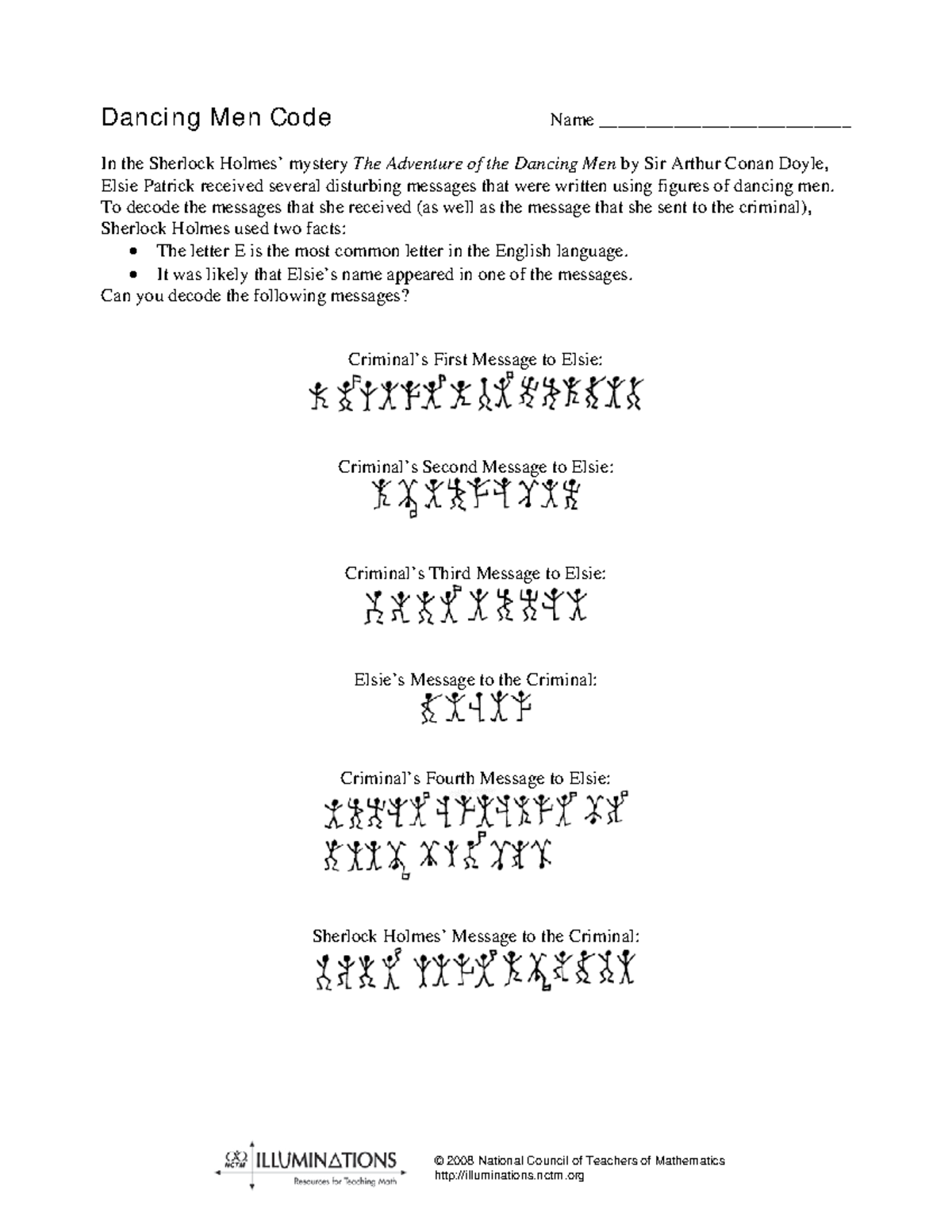 Caesar Cipher AS Dancing Men Code - © 200 8 National Council of Teachers of Mathematics - Studocu