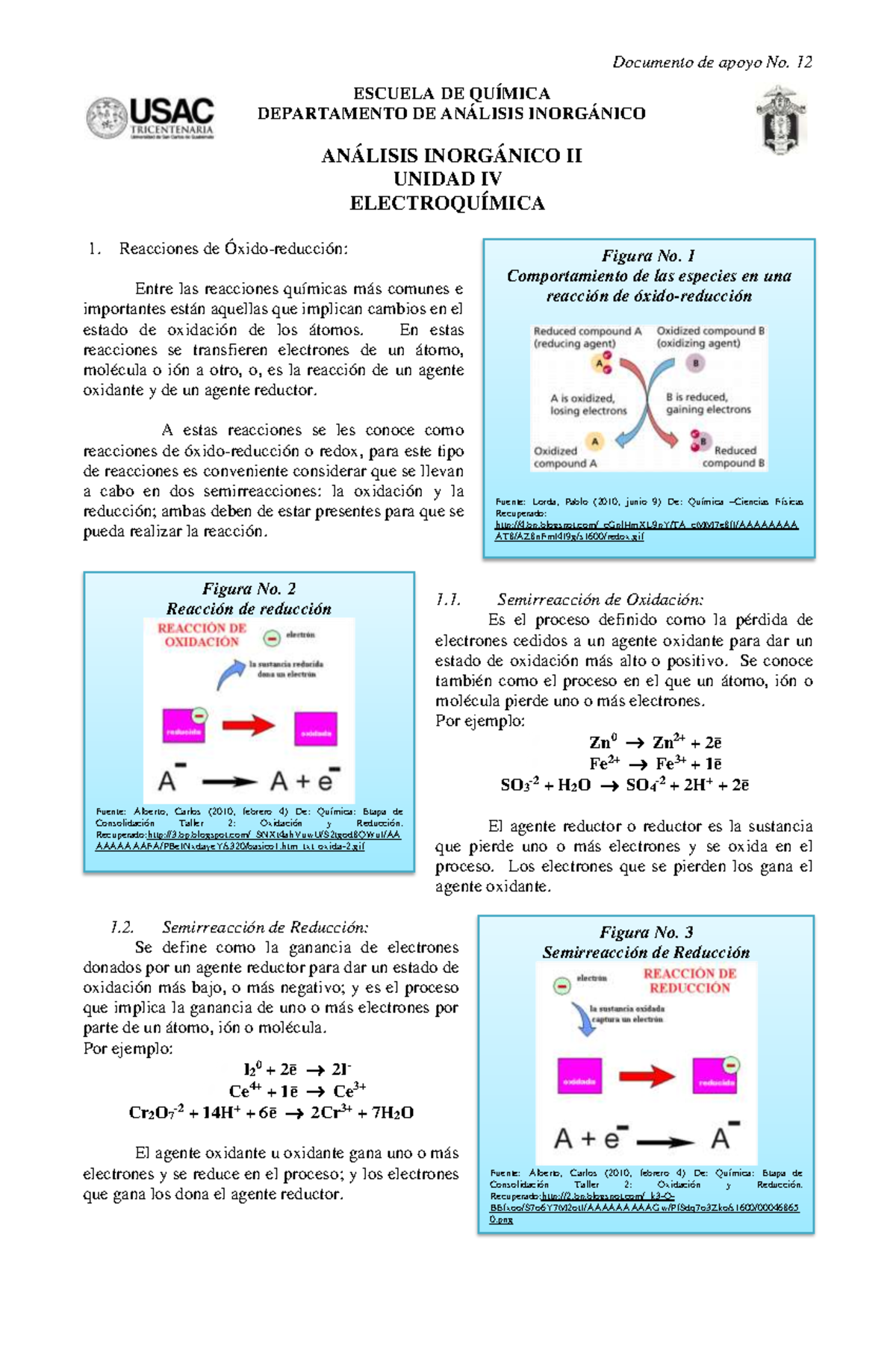 Documento de apoyo No. 12 Electroquímica - ESCUELA DE QUÍMICA DEPARTAMENTO DE ANÁLISIS ...