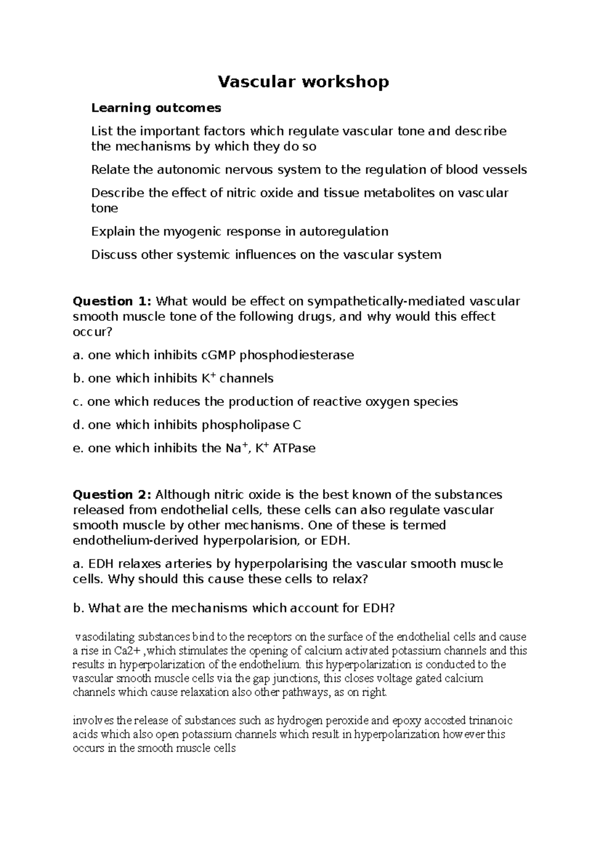 Vascular workshop question sheet for Keats 2021 - Vascular workshop ...