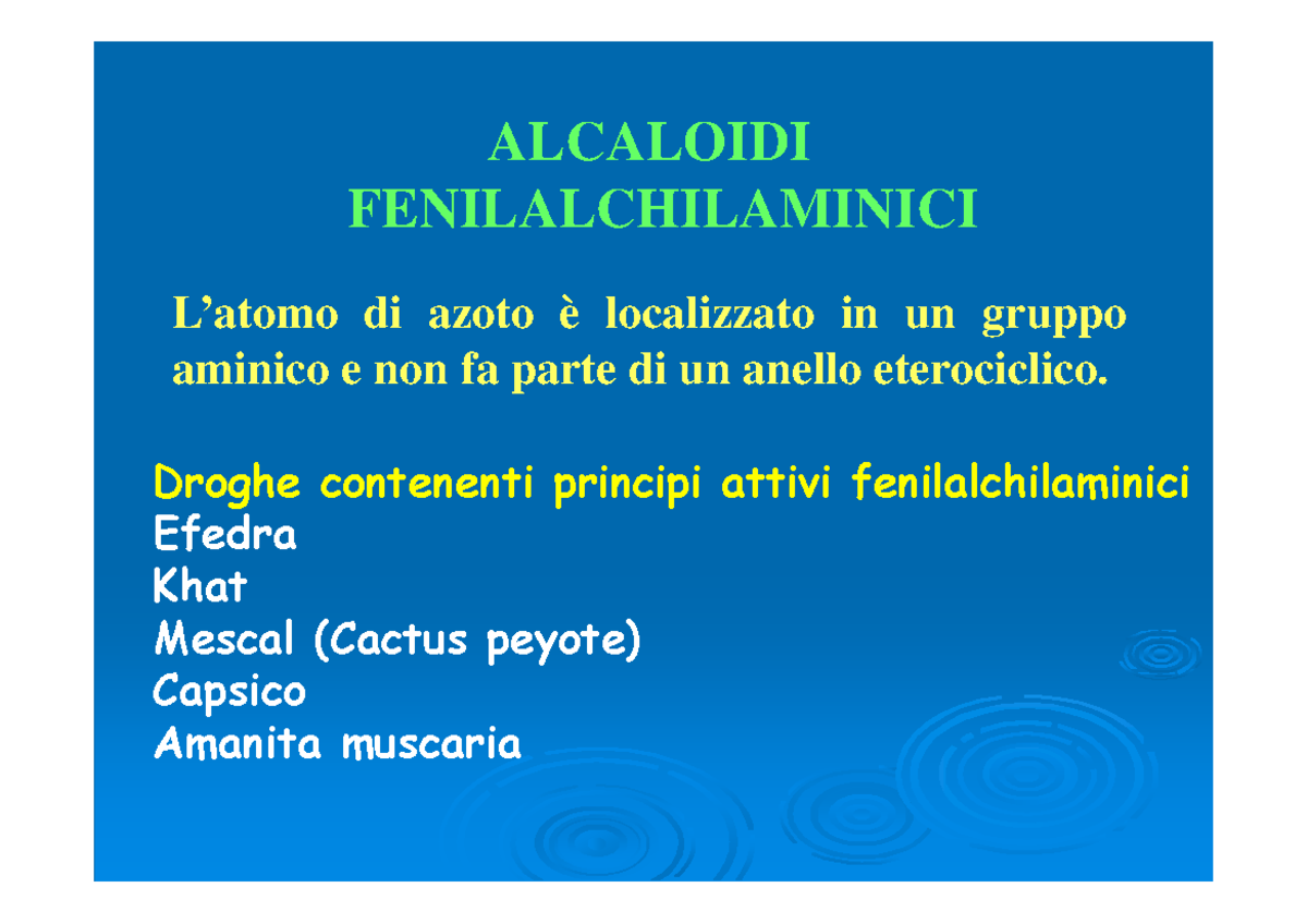 09 Alcaloidi Fenilalclhilaminici - ALCALOIDI FENILALCHILAMINICI L’atomo ...