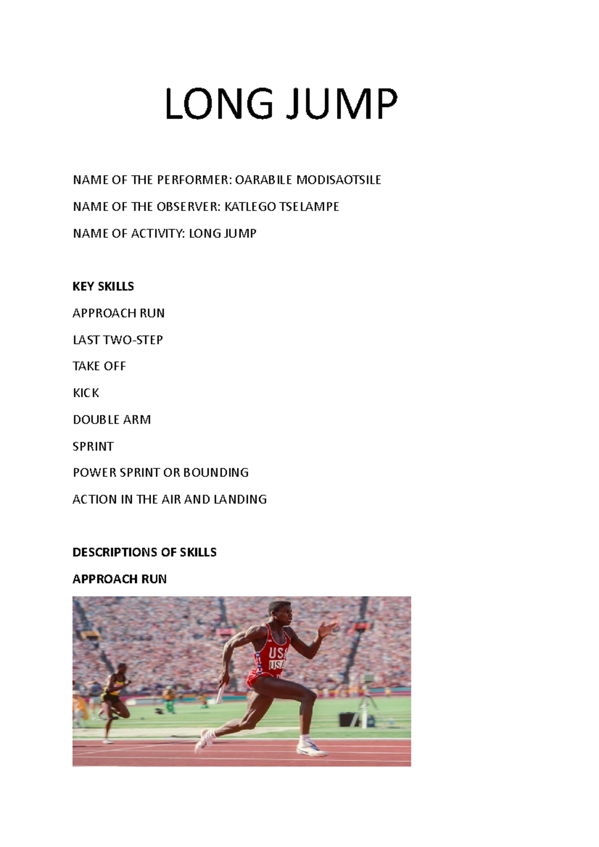 PE Project 2 (Auto Recovered) - LONG JUMP NAME OF THE PERFORMER ...