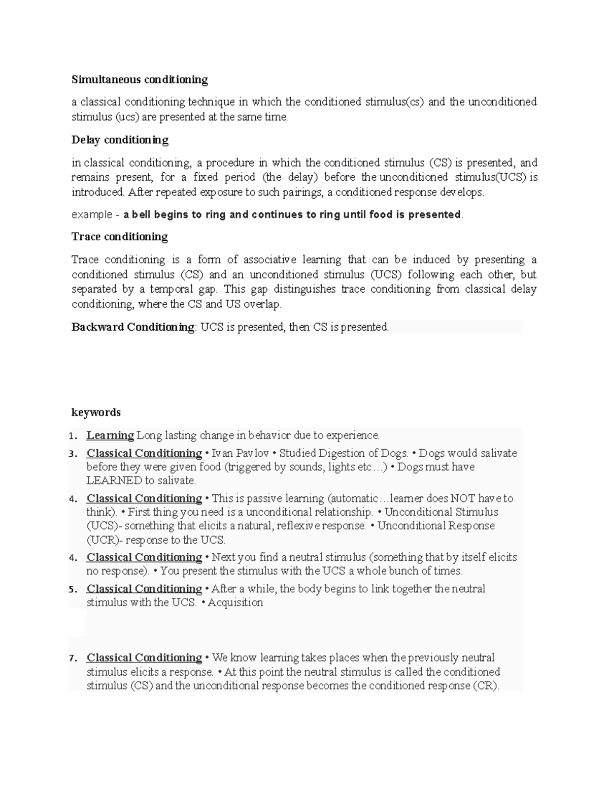 Learning - Simultaneous conditioning a classical conditioning technique ...