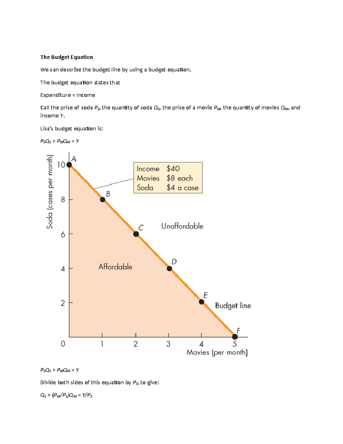 Ch9 Chapter 9 The Budget Equation We Can Describe The Budget Line