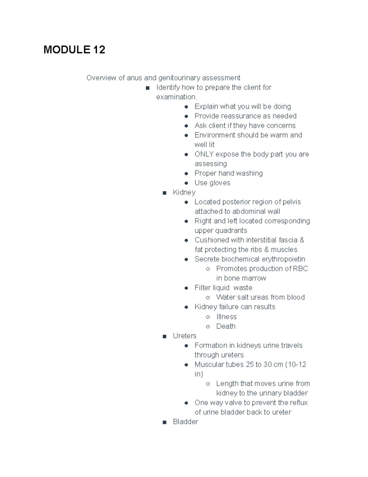 Health Assessment M12 - MODULE 12 Overview of anus and genitourinary ...