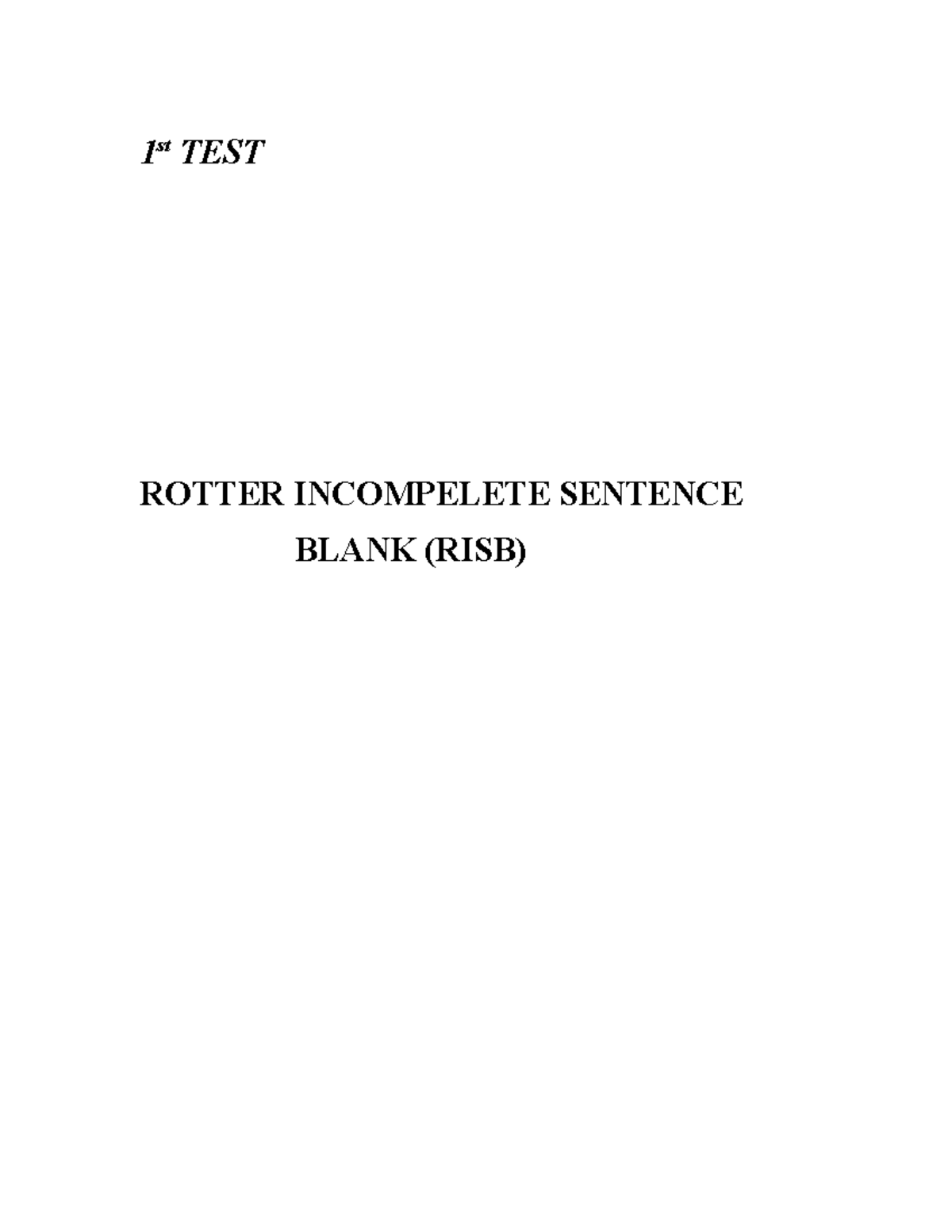 RISB College Form - 1 st TEST ROTTER INCOMPELETE SENTENCE BLANK (RISB ...