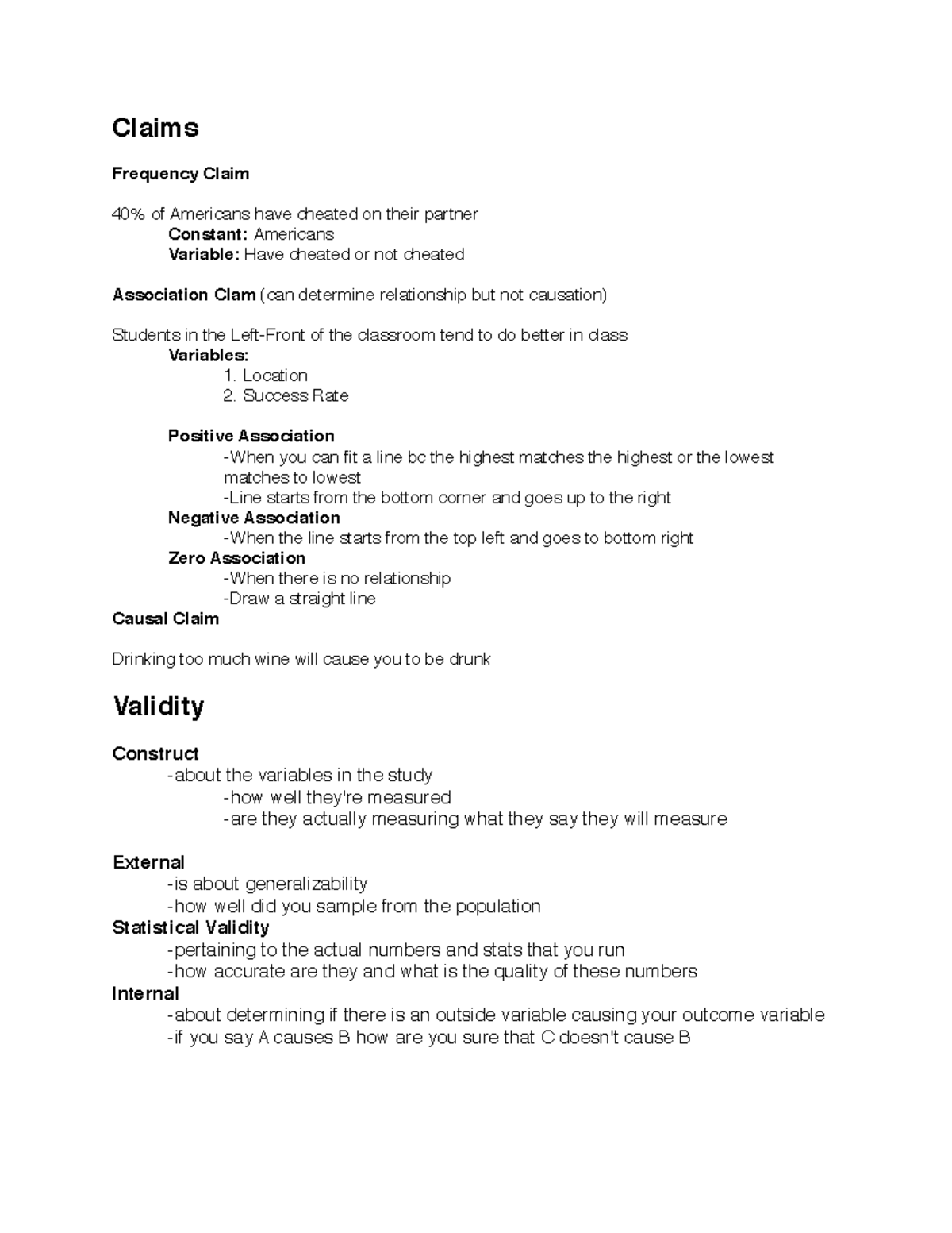 Psych Ch. 3 Notes - Claims Frequency Claim 40% of Americans have ...