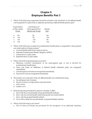 QUIZ Chapter 6 Employee Benefits PART 2 2021 - P a g e | 1 Chapter 6 ...