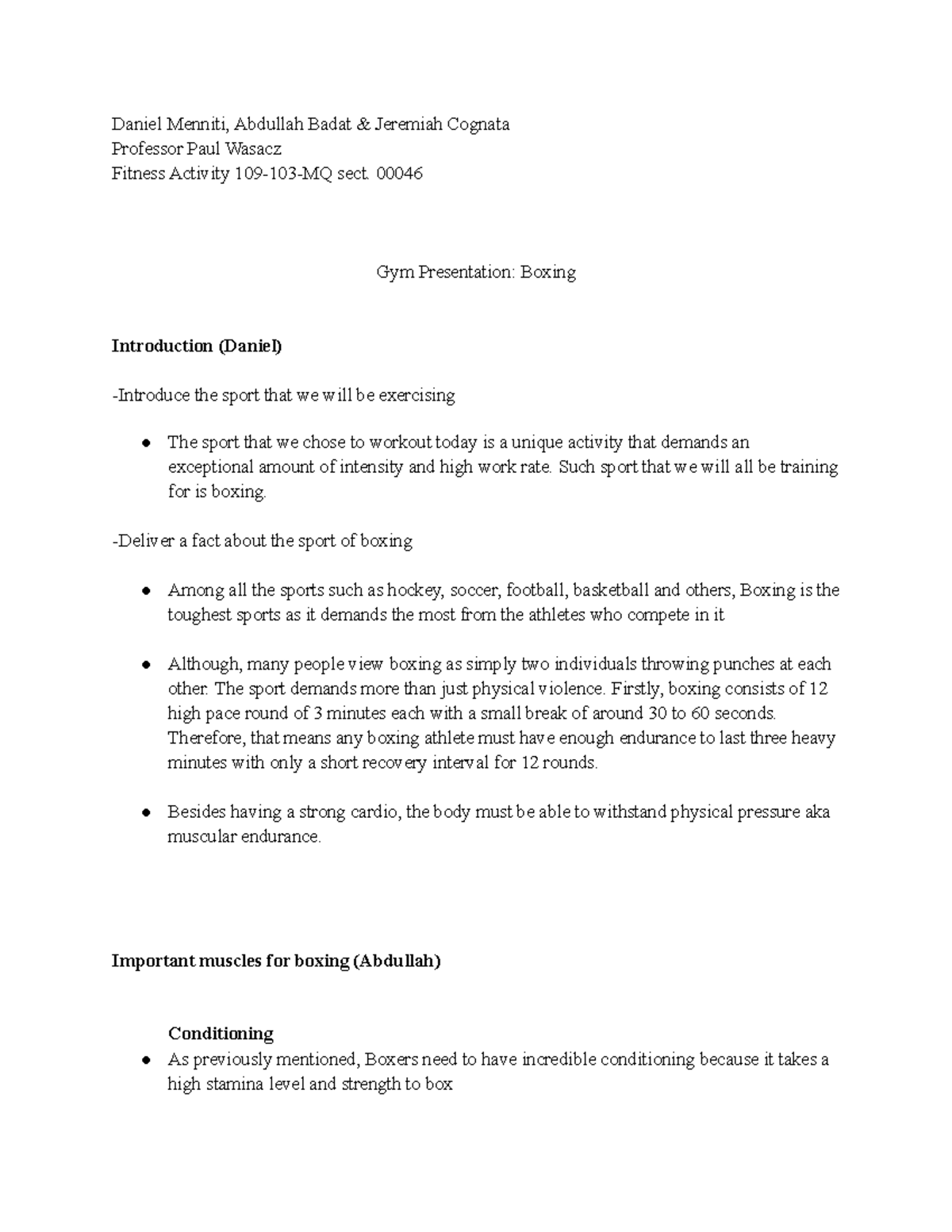 Group Gym presentation - Daniel Menniti, Abdullah Badat & Jeremiah ...