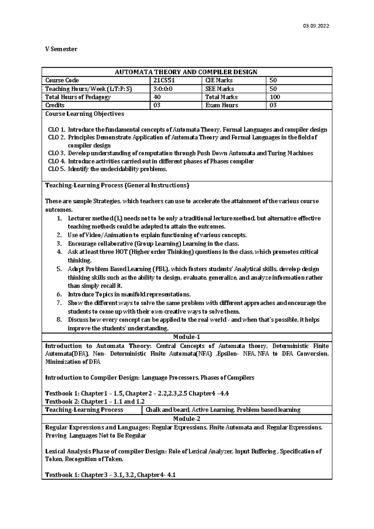 5th Sem Syllabus Dbms Laptop Report For Ai V Semester Automata Theory And Compiler Design