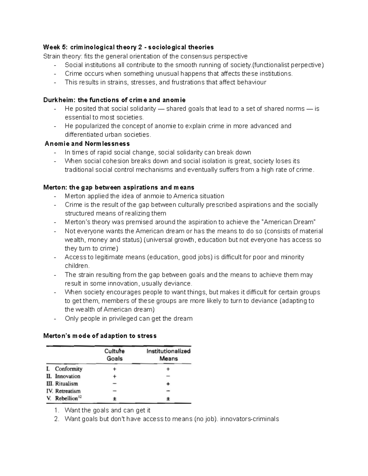 Week 5 criminological theory 2 - sociological theories - Week 5 ...