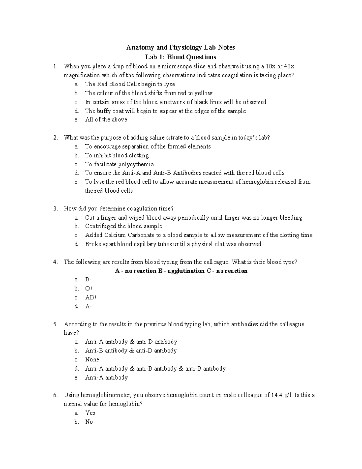 Anatomy and Physiology Winter 2019 Lab Notes - Anatomy and Physiology ...