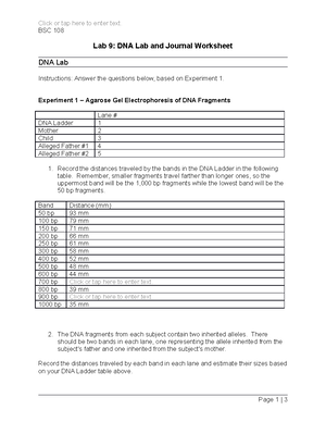 BSC 108 Lab10 - Biology and PCR Lab and Journal Worksheet - BSC 108 Lab ...