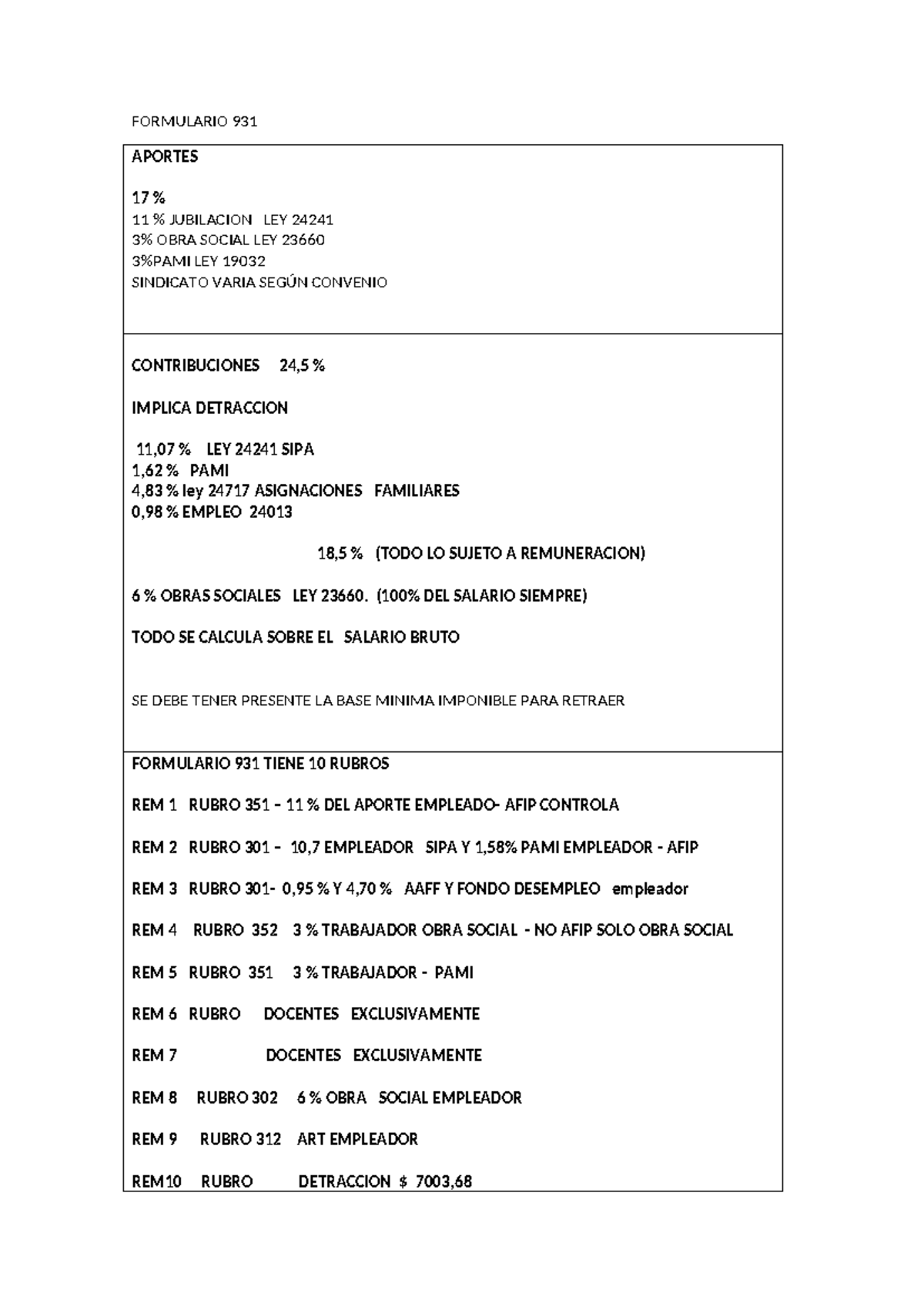 Formulario 931 BASE - derecho laboral - FORMULARIO 931 APORTES 17 % 11 ...