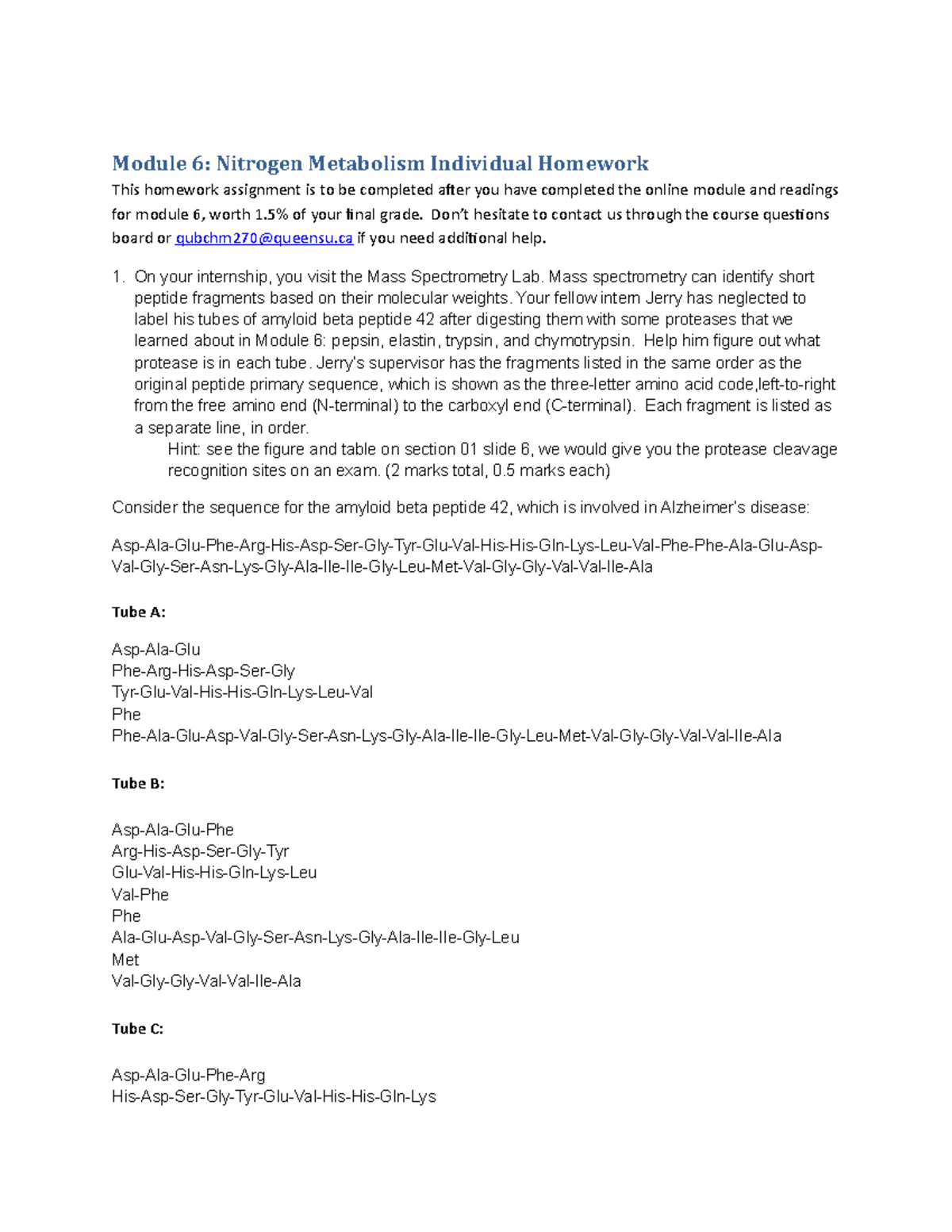 BCHM 270 W23 Module 6 Homework - Module 6: Nitrogen Metabolism ...