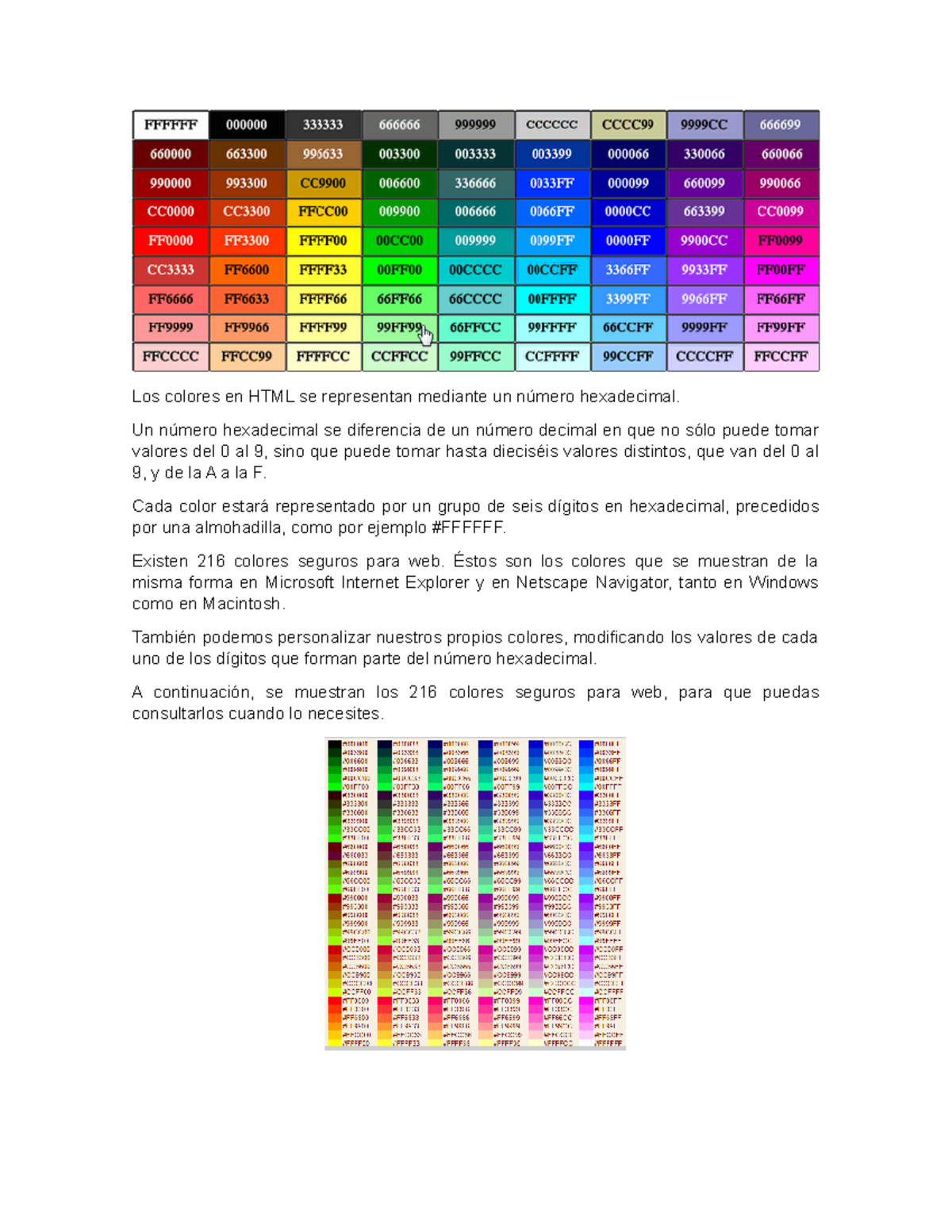 Coloreshex - Notas de clase - Los colores en HTML se representan ...