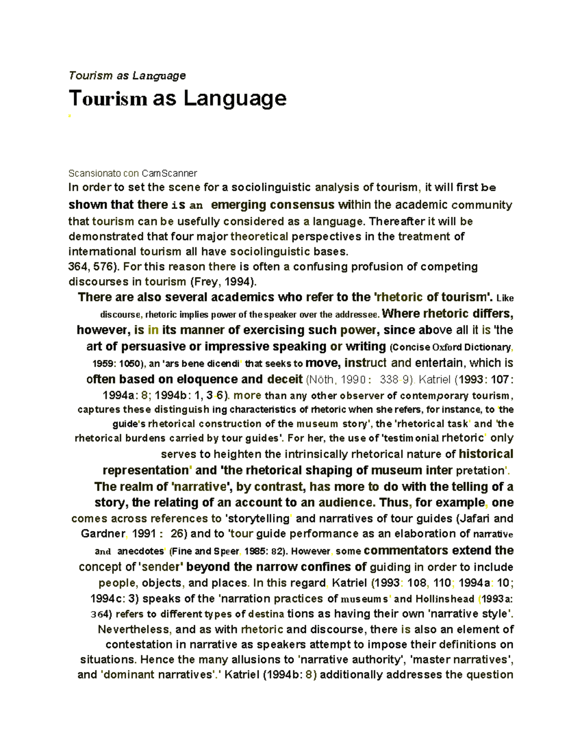 G. DANN - The language of tourism, chapter 2 - Tourism as Language ...