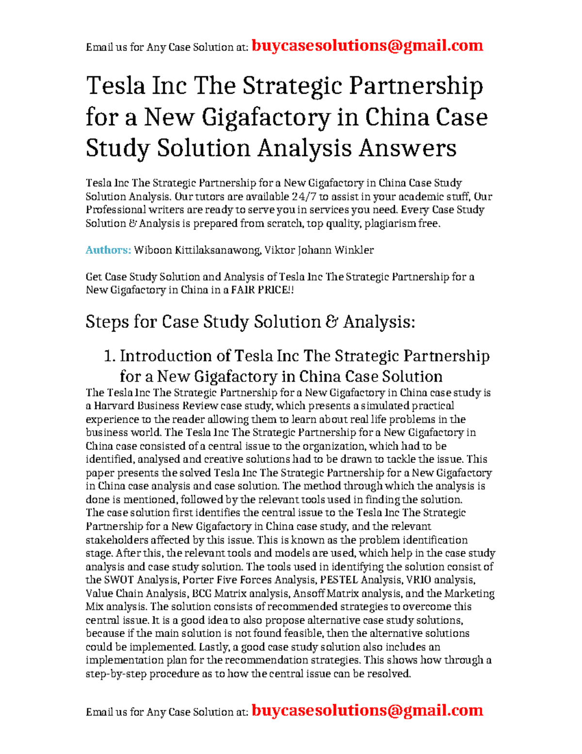 Case Solution Tesla Inc The Strategic Partnership for a New Gigafactory ...