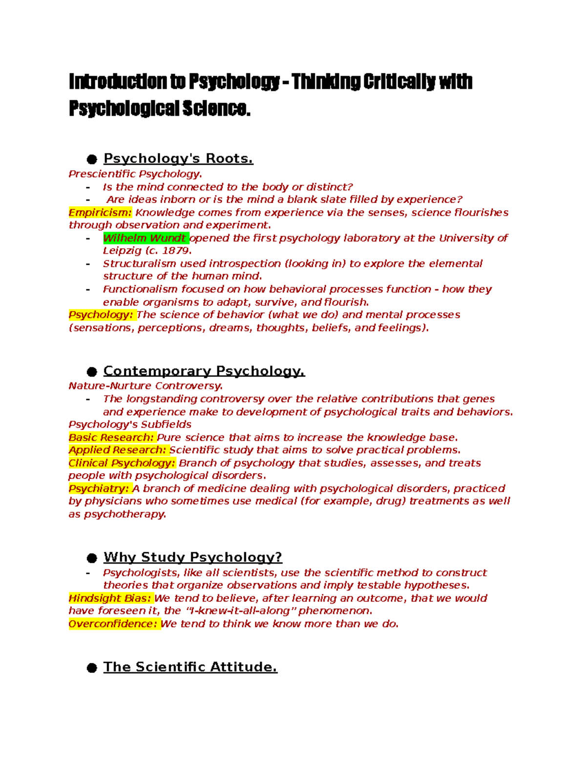 Introduction to psychology - thinking critically with psychological ...