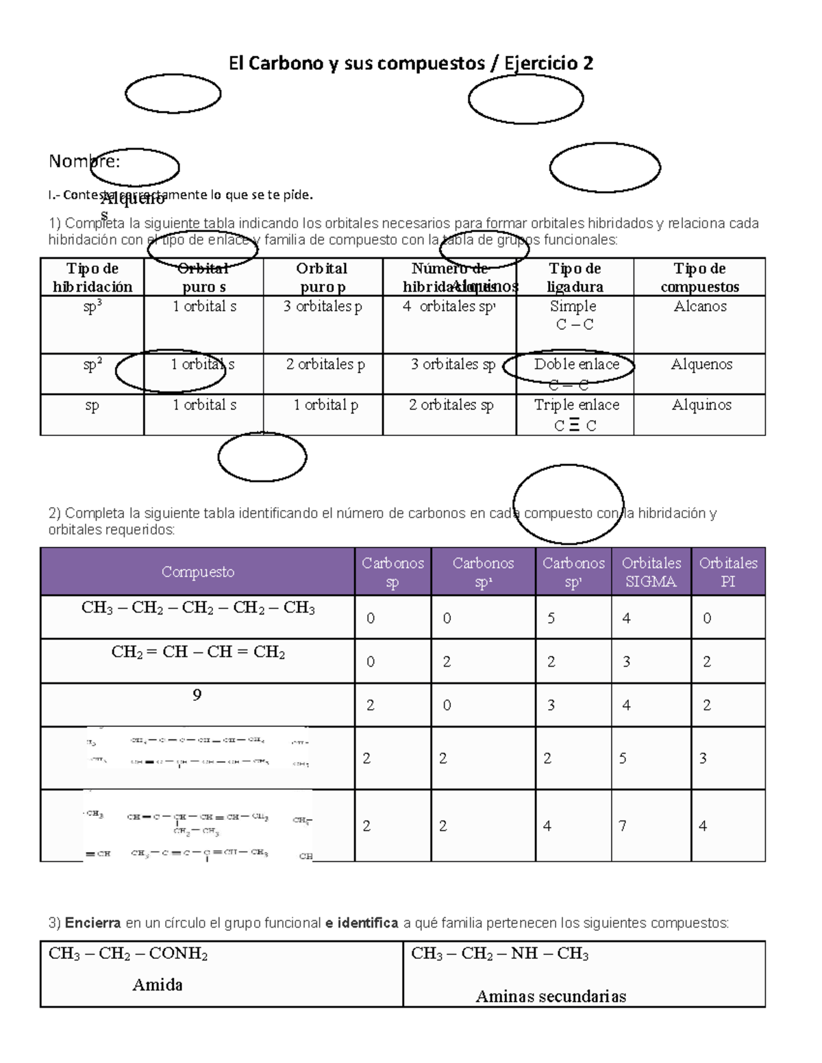 QO E2 - Ejercicio 2 de Carbono y sus cuupuestos Tecmilenio 100 - El ...