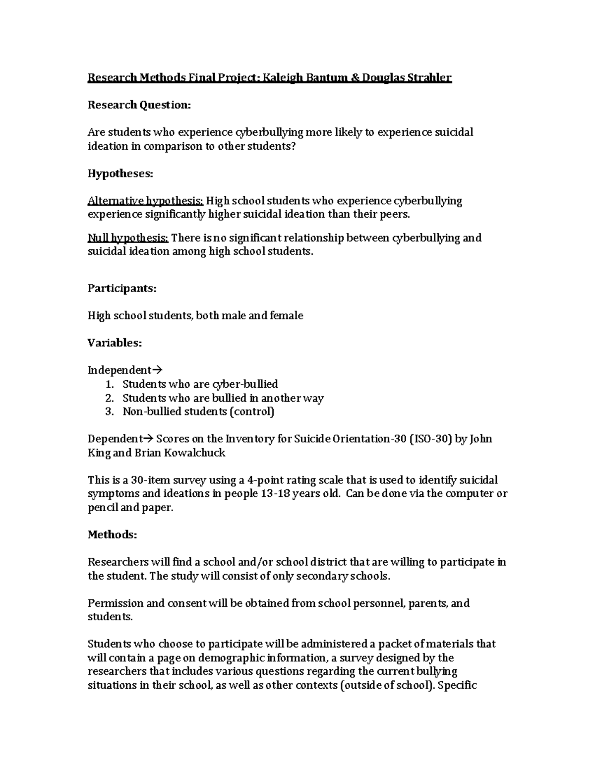 Researchmethods finalproject - Research Methods Final Project: Kaleigh ...