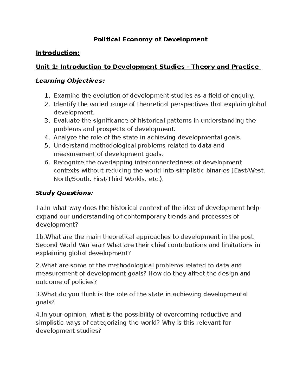 Admn201 - Lecture notes 3 - Political Economy of Development ...