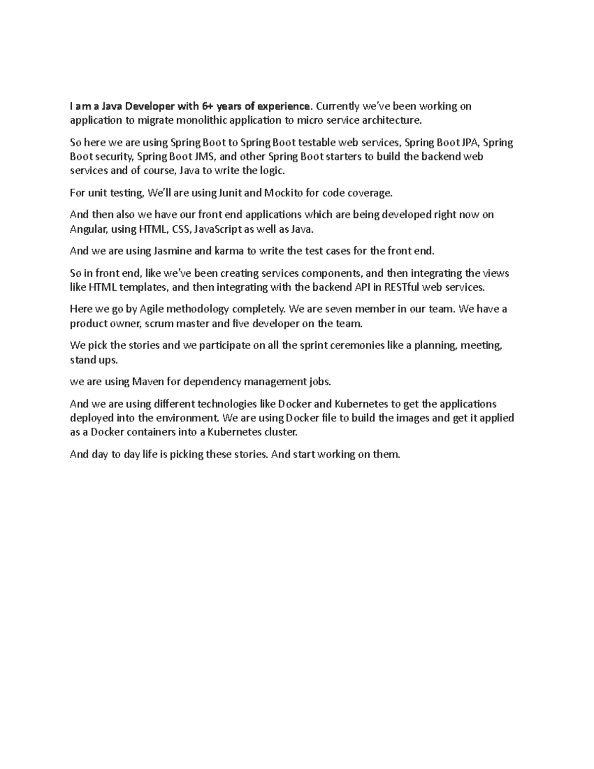 JAVA Write Up - helpful - I am a Java Developer with 6+ years of ...