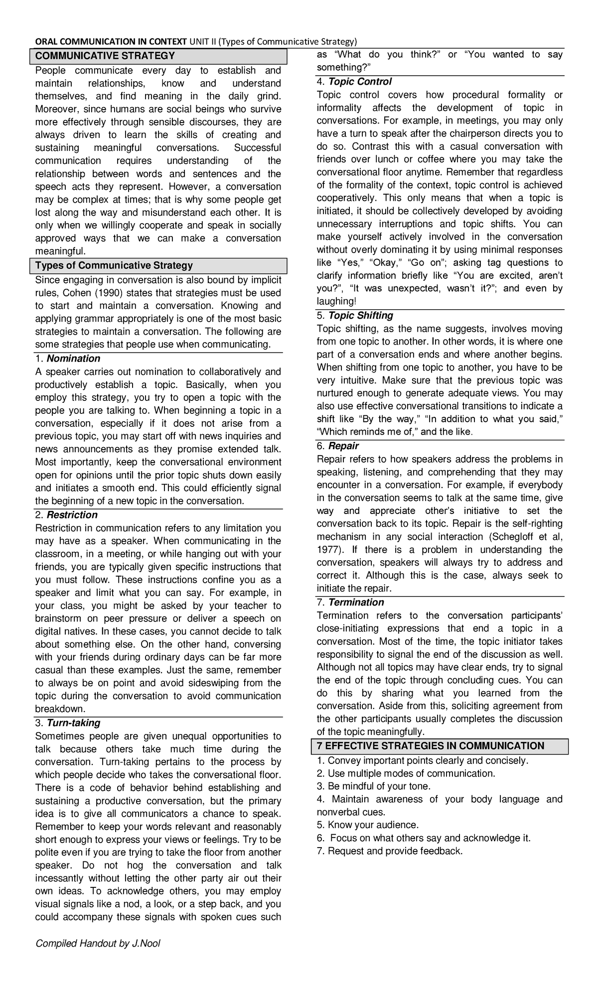 Unit 2 p2 Handout - dvdgdg - ORAL COMMUNICATION IN CONTEXT UNIT II (Types of Communicative ...