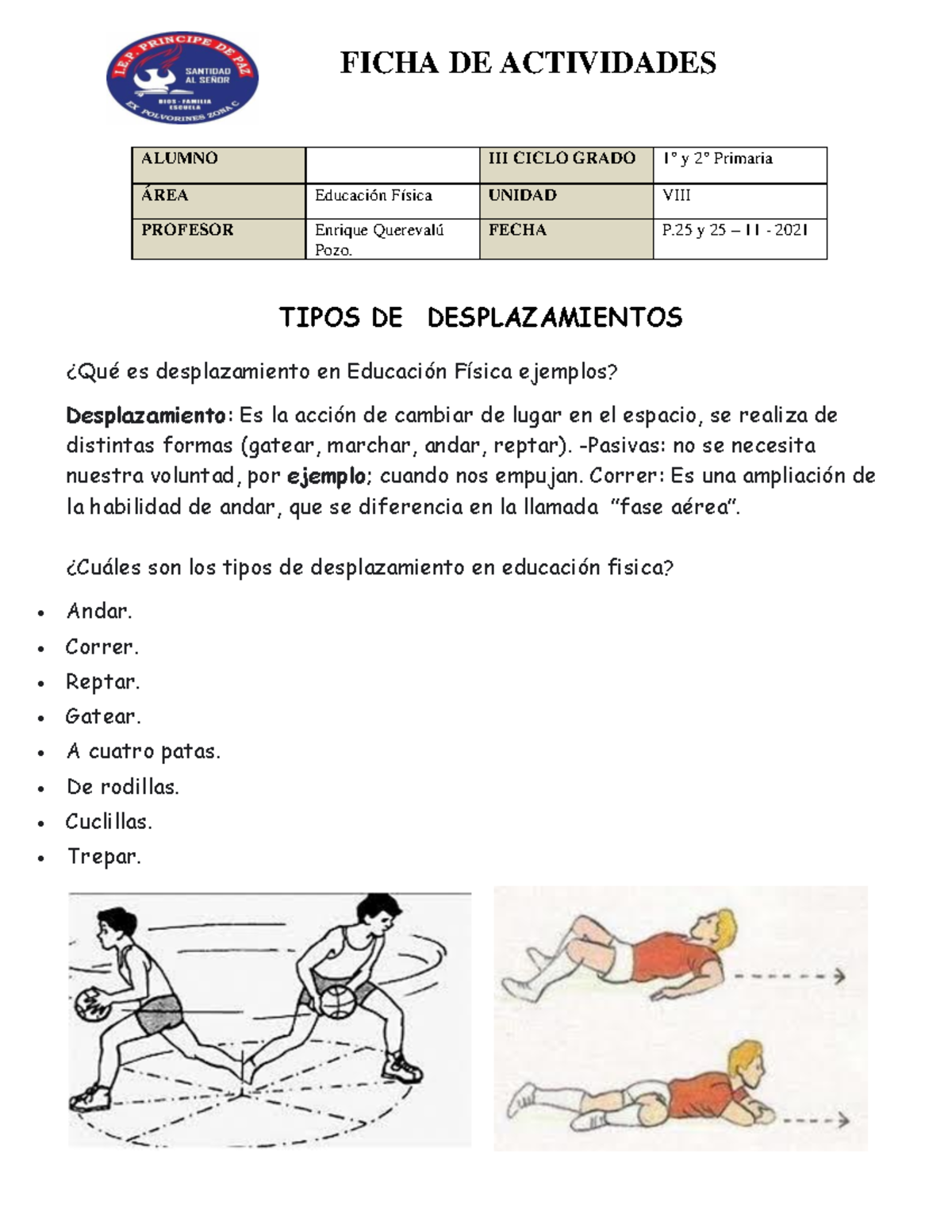 ED. Fisica PARA BUENOS ALUMNOS DE PERÚ - FICHA DE ACTIVIDADES TIPOS DE ...