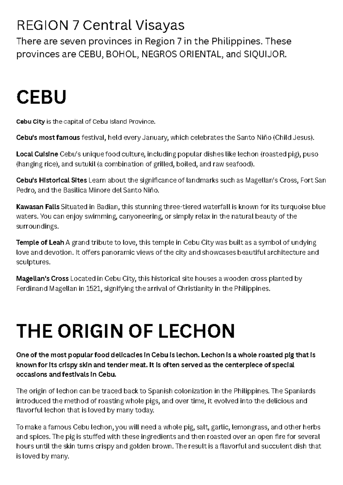 Region 3 Central Luzon - REGION 7 Central Visayas There are seven ...
