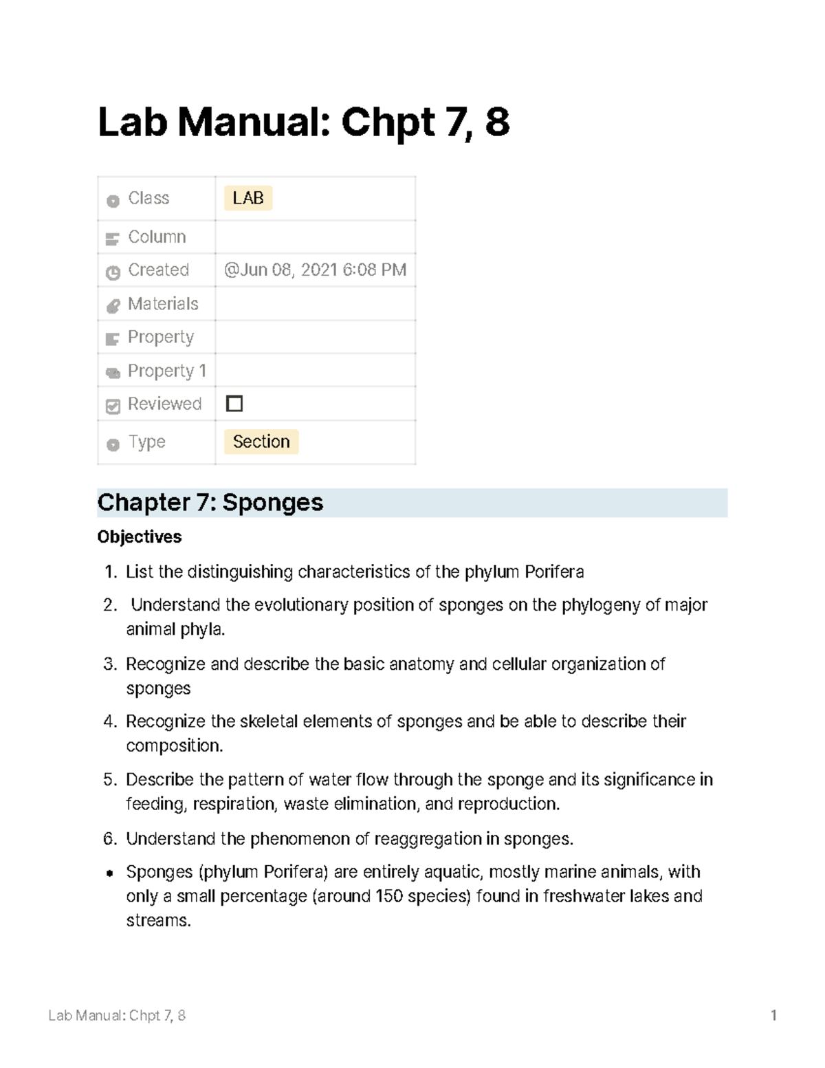 Lab Manual Chpt 7 8 - BIO 1301 - A-State - Studocu
