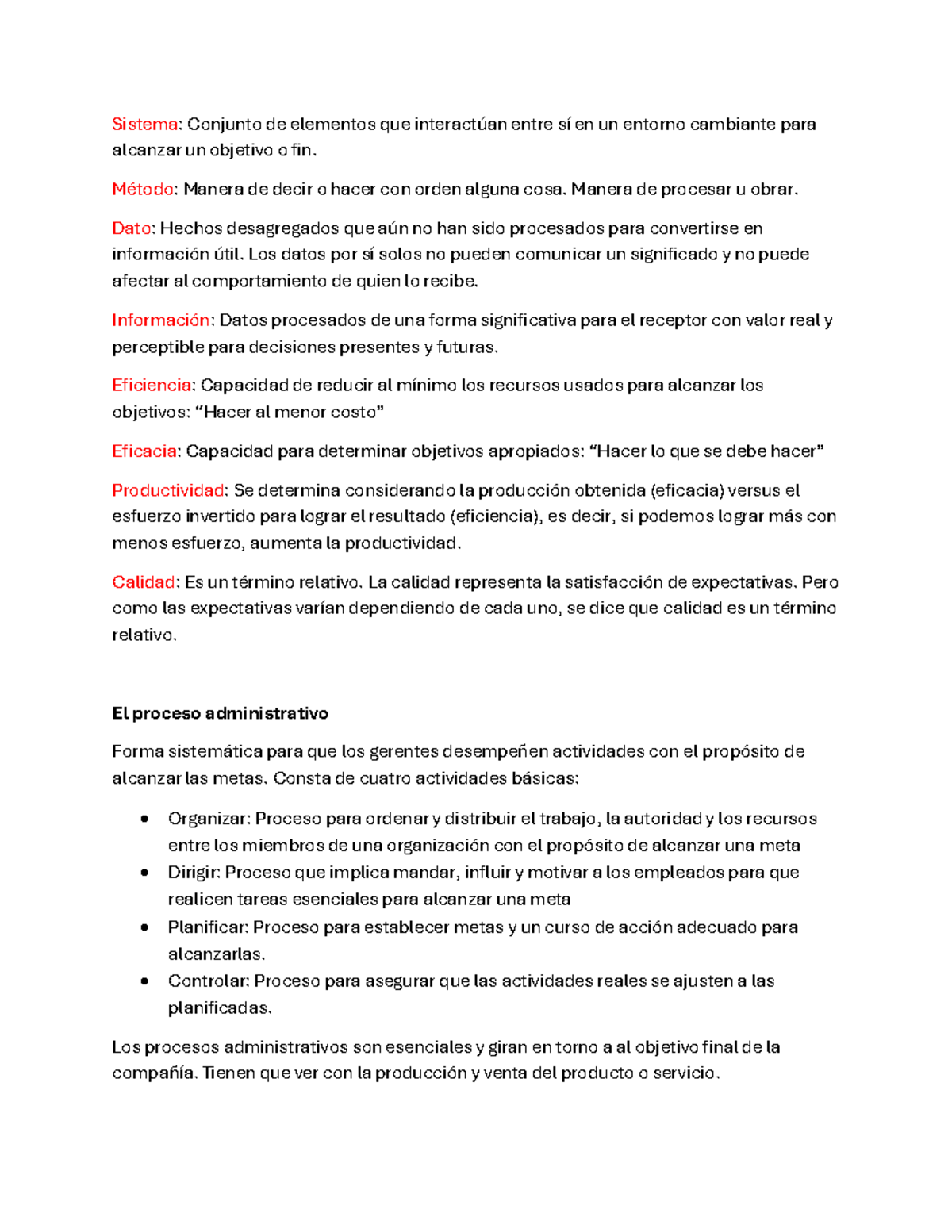 Resumen - 1er Parcial - Sistema: Conjunto de elementos que interactúan entre sí en un entorno ...