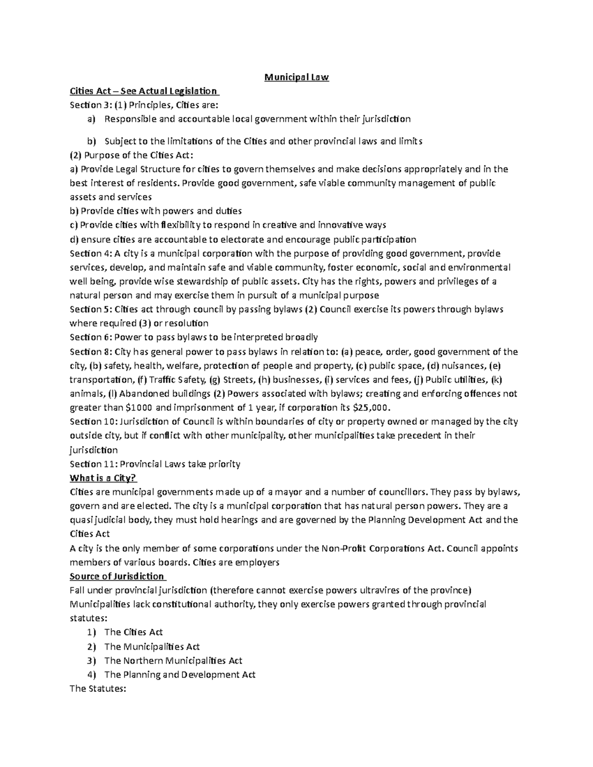 Municipal-Law-notes - Lecture - Municipal Law Ciies Act – See Actual ...